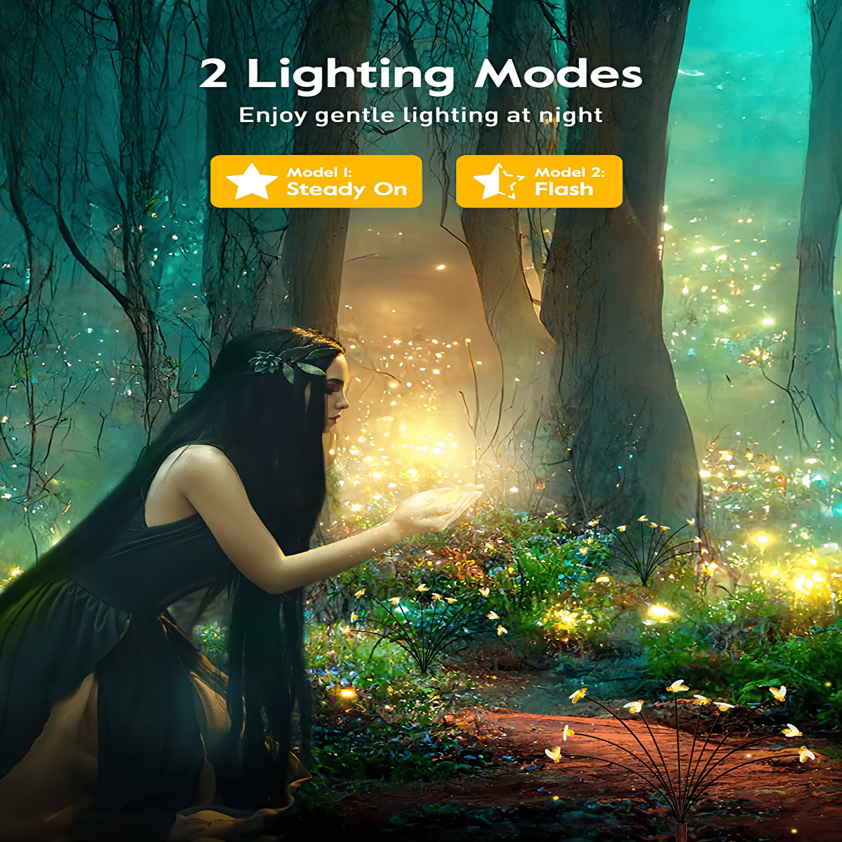 Solar Garden Lights Solar Bee Firefly Lights With 2 Lighting Mode 6pcs ...