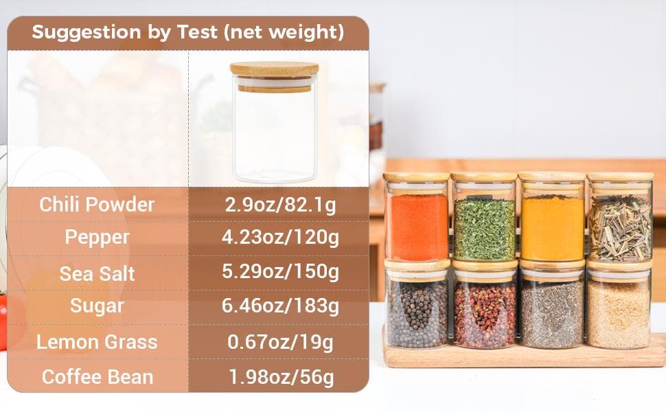 ComSaf Round Glass Spice Jars with Bamboo Lid, Airtight Spice ...