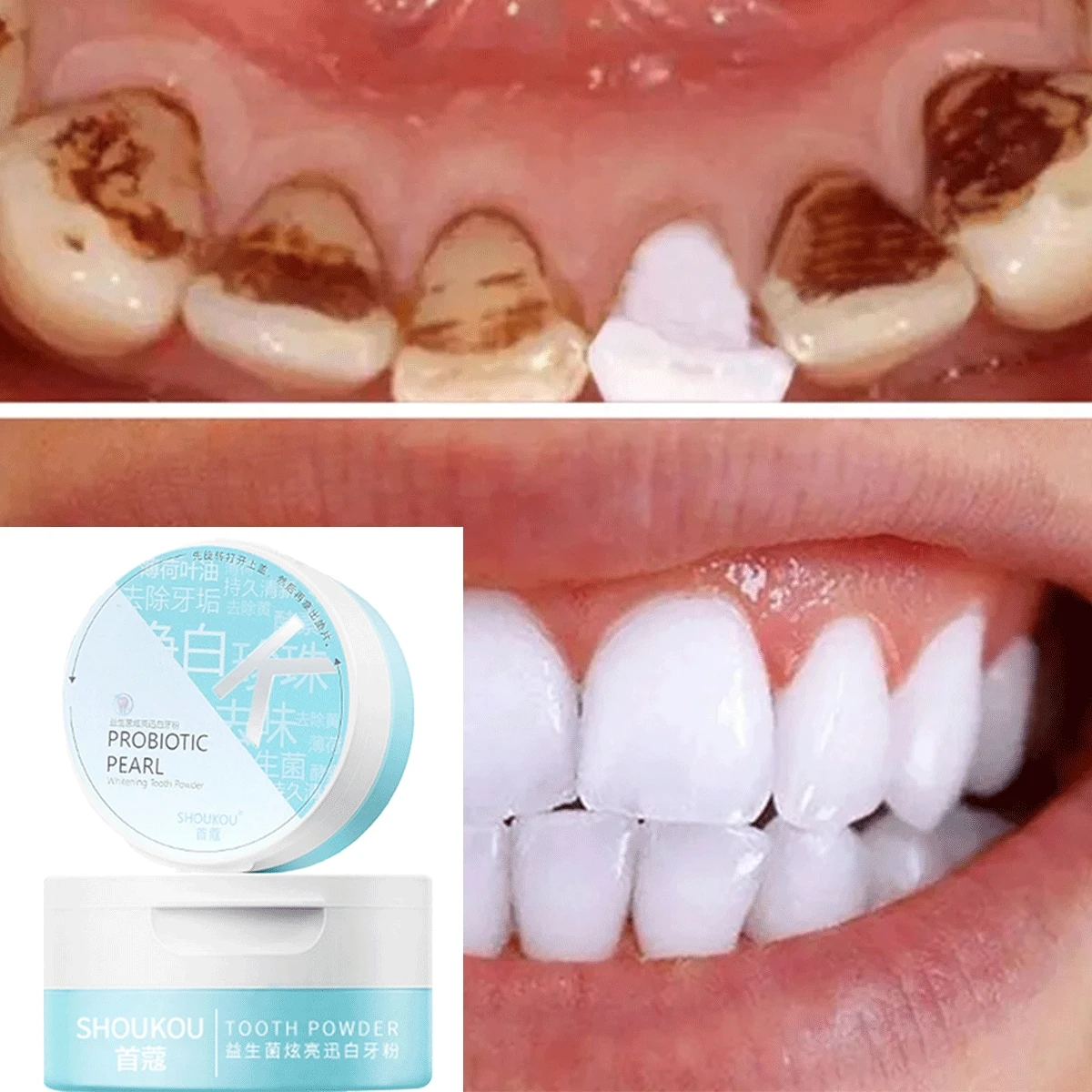 50g Teeth Whitening Powder Faux Pearl Essence Natural Dental Toothpaste ...