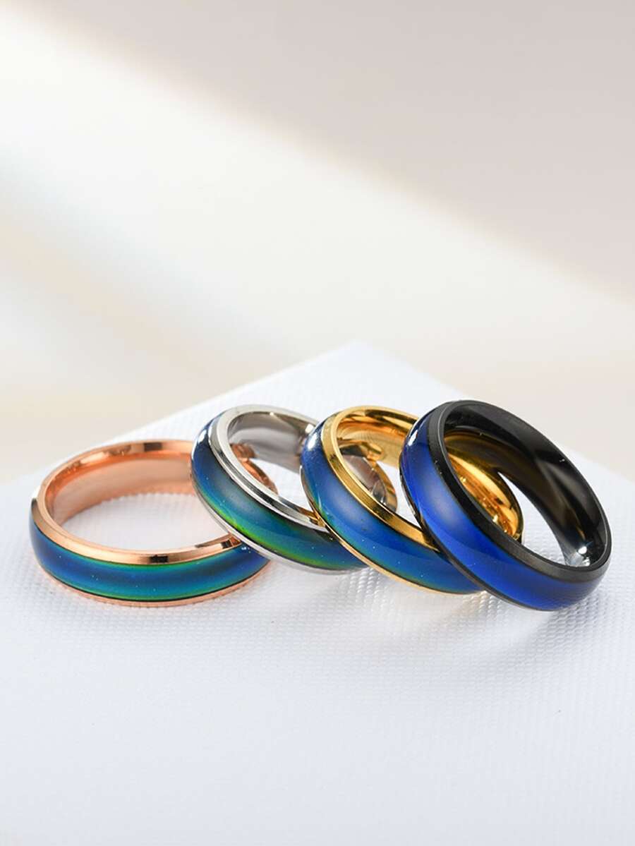1pc Random Color Mood Temperature Change Ring, 6mm Width, Couple ...