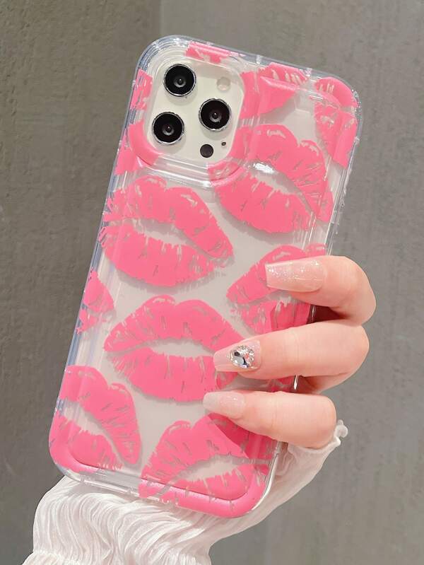 Lip Pattern Clear Phone Case Compatible With iPhone 15/15Pro/15Plus/15Promax | SHEIN USA