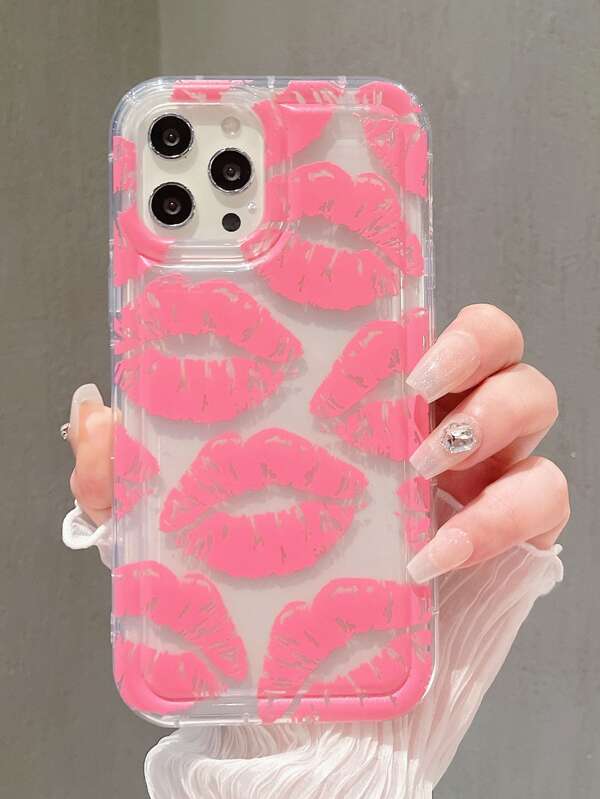 Lip Pattern Clear Phone Case Compatible With iPhone 15/15Pro/15Plus/15Promax | SHEIN USA