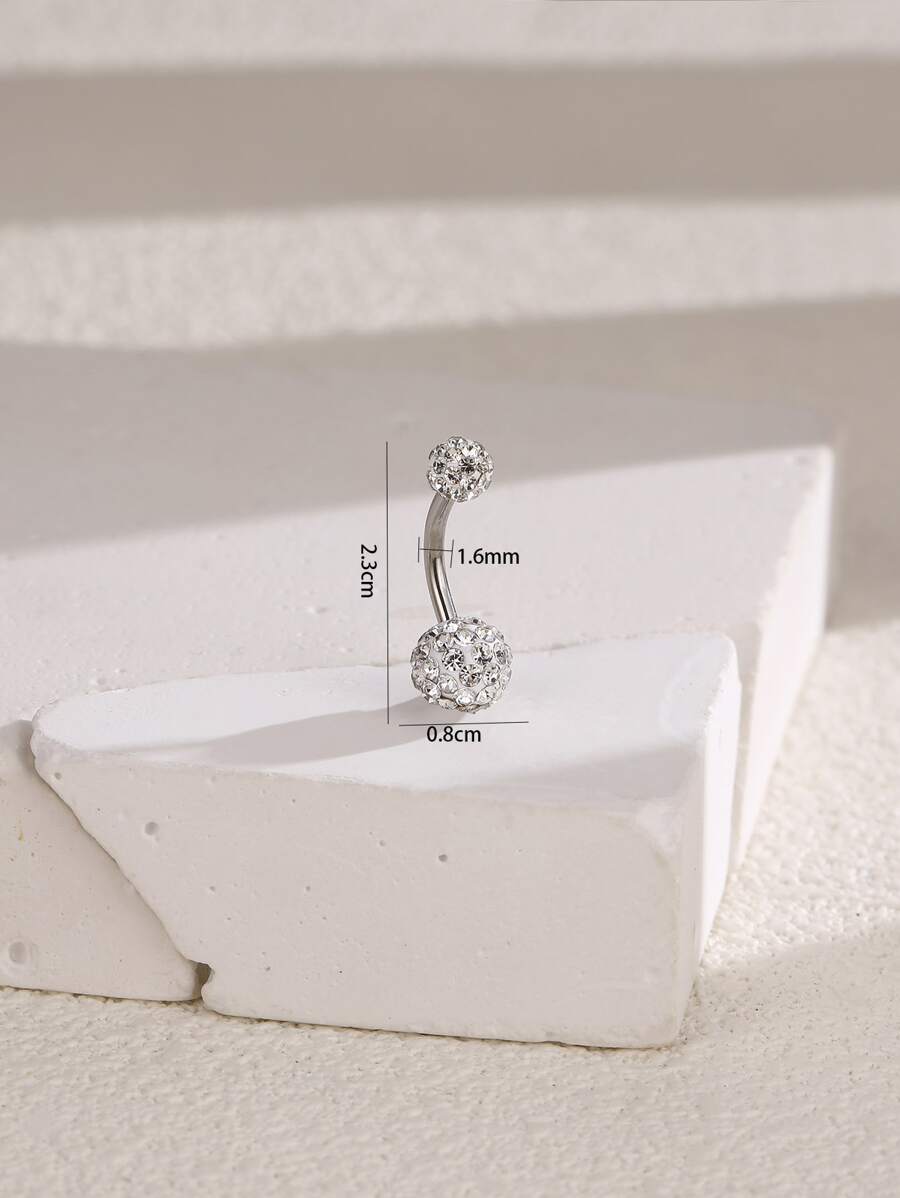 1pc simple and luxurious round ball navel ring women's body piercing ...