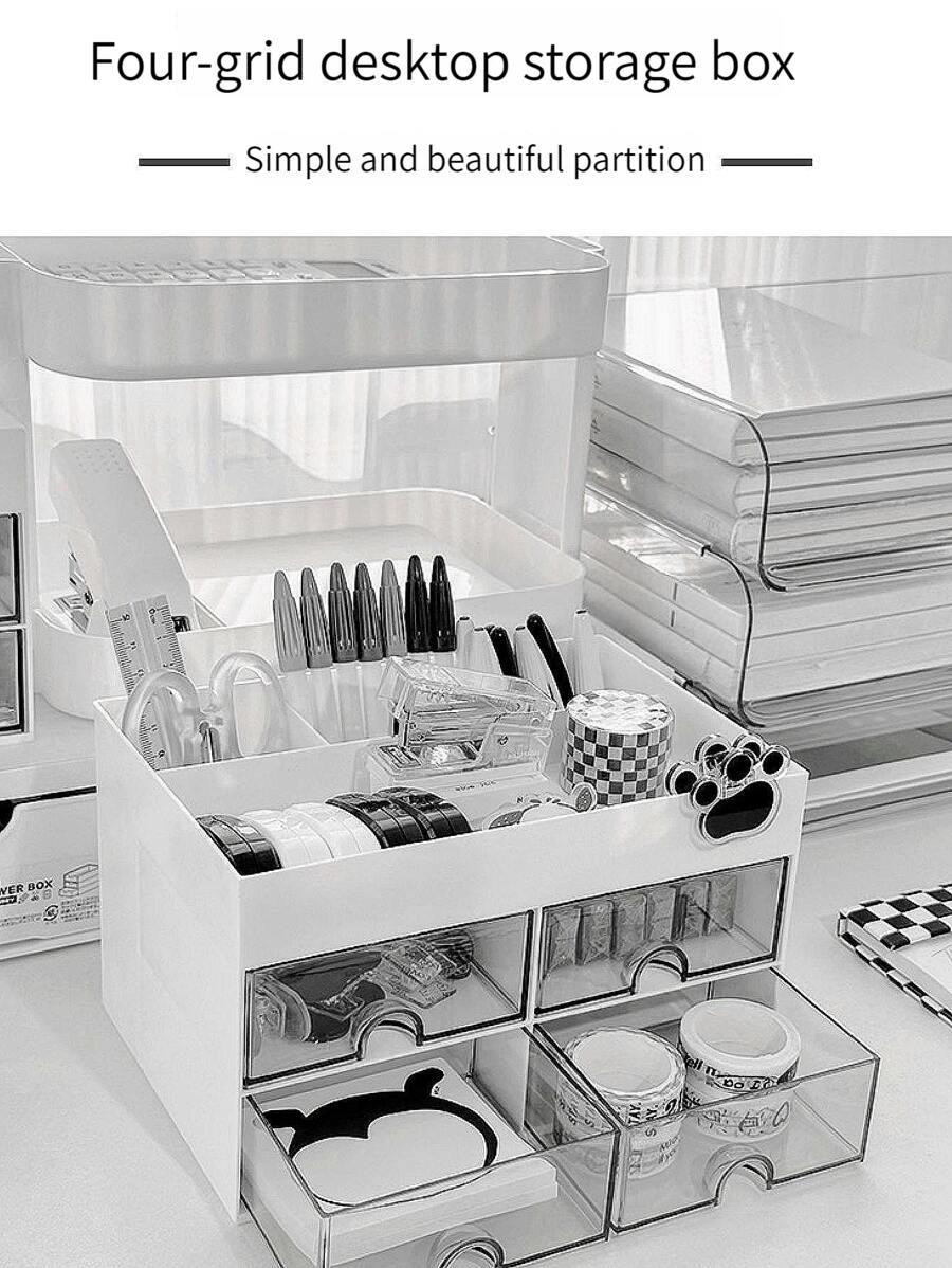 1pc Dorm Desk Desktop Storage Box, Drawer-style Organizer Shelf For ...