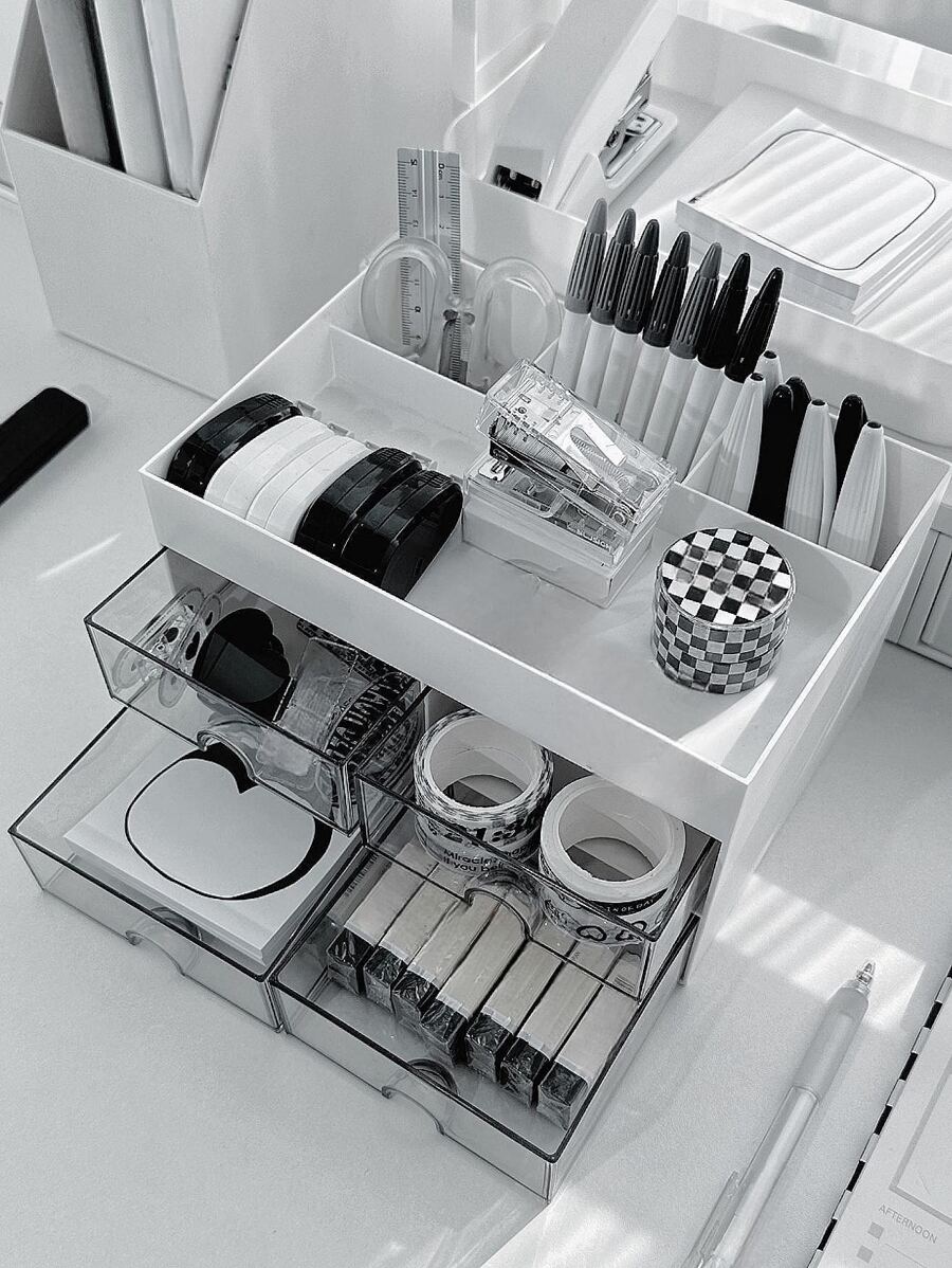 1pc Dorm Desk Desktop Storage Box, Drawer-style Organizer Shelf For ...