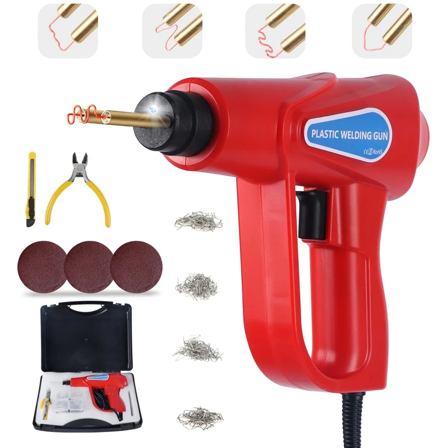 70W Red Plastic Welder, Plastic Repair Kit with 4 Types of Staples for ...