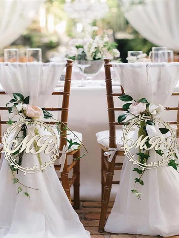 2Pcs Wedding Chair Signs for Bride and Groom, 8In Wedding Chair Decor ...