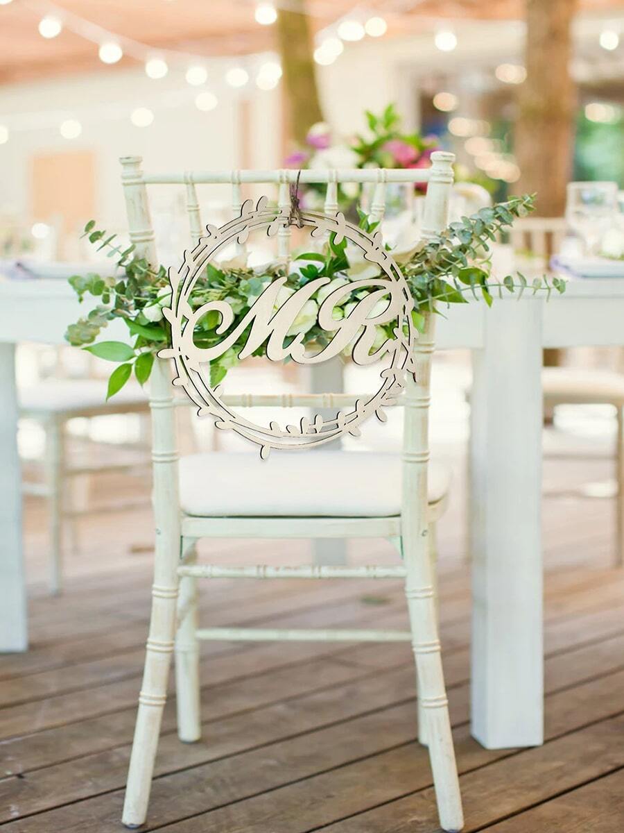 2Pcs Wedding Chair Signs for Bride and Groom, 8In Wedding Chair Decor ...