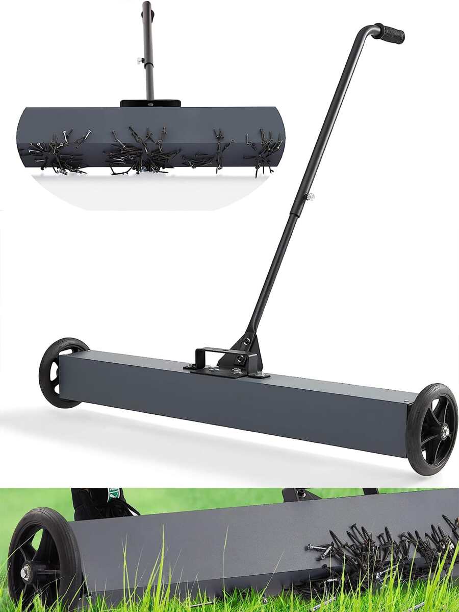 24-Inch Magnetic Sweeper With Wheels - Quick Release Latch - Adjustable ...