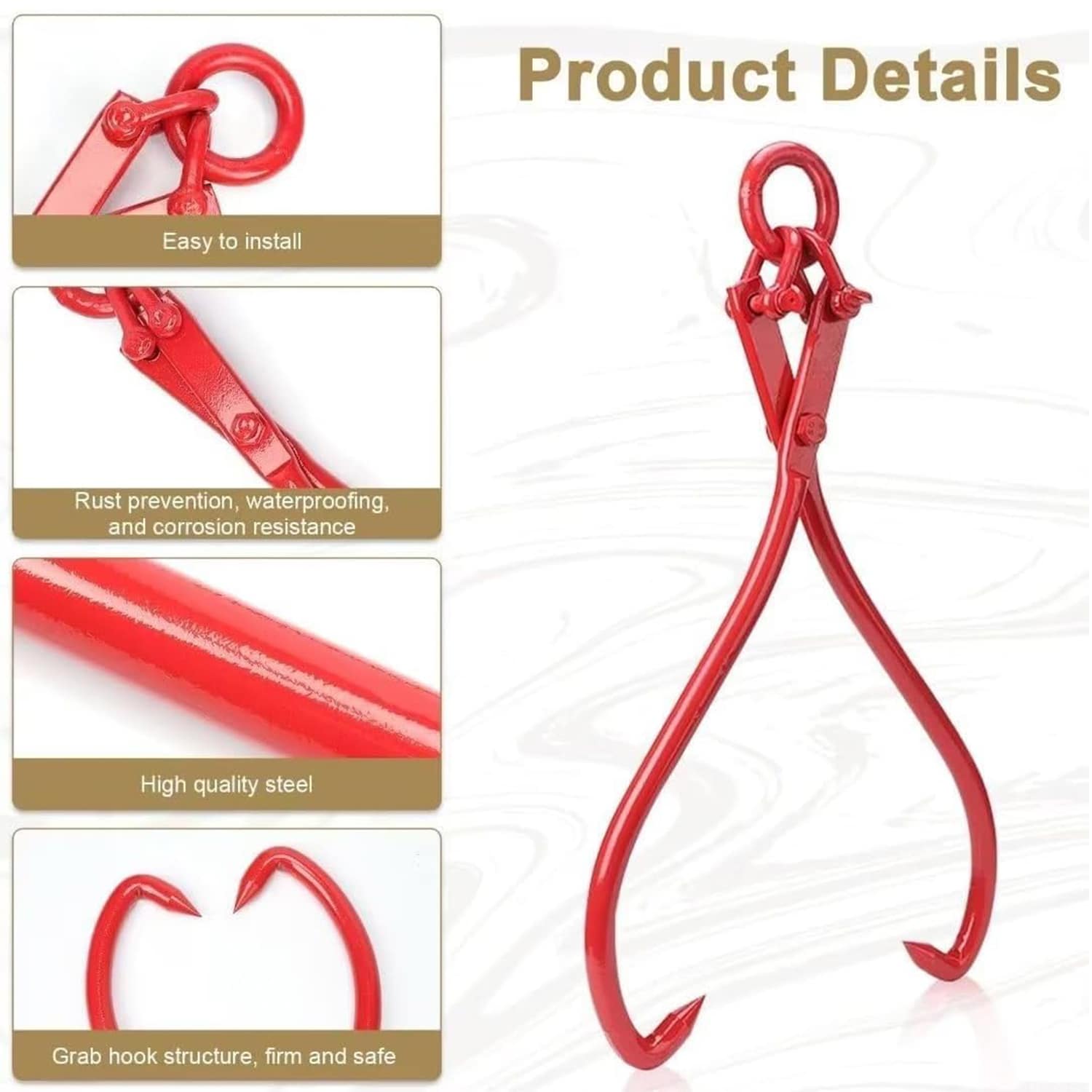 Jaw Opening Log Lifting Tongs, Heavy Duty Felled Timber Claw Hook ...