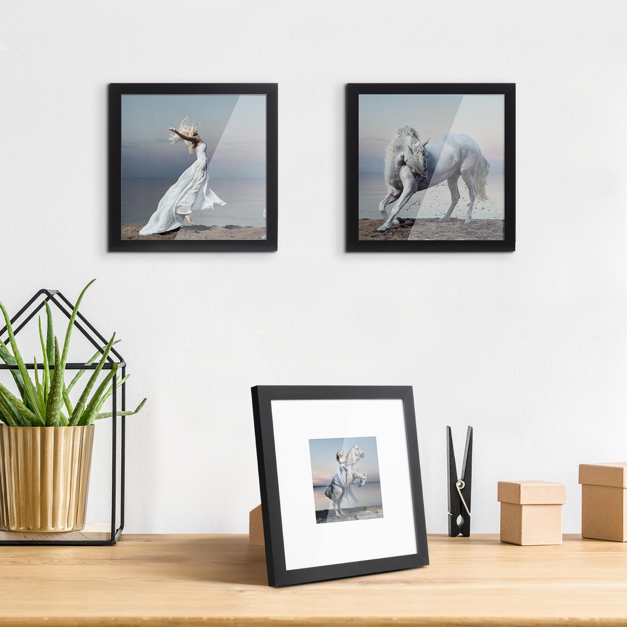 upsimples 8x8 Picture Frame, Display Pictures 4x4 with Mat or 8x8 Without Mat, Wall Hanging ...