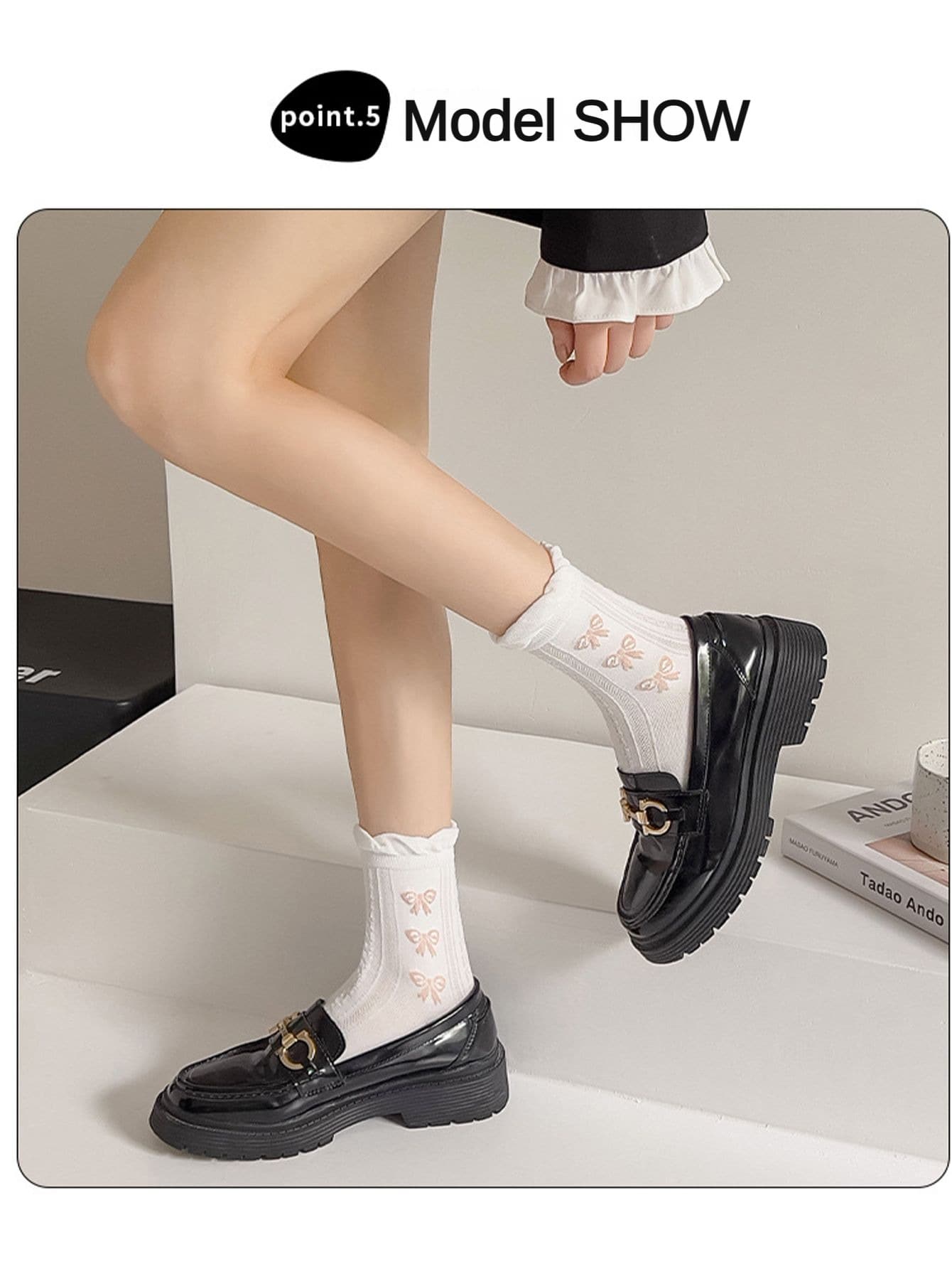 5 pairs of women's spring and summer thin white lace bubble mouth bow ...