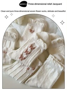 5 pairs of women's spring and summer thin white lace bubble mouth bow ...