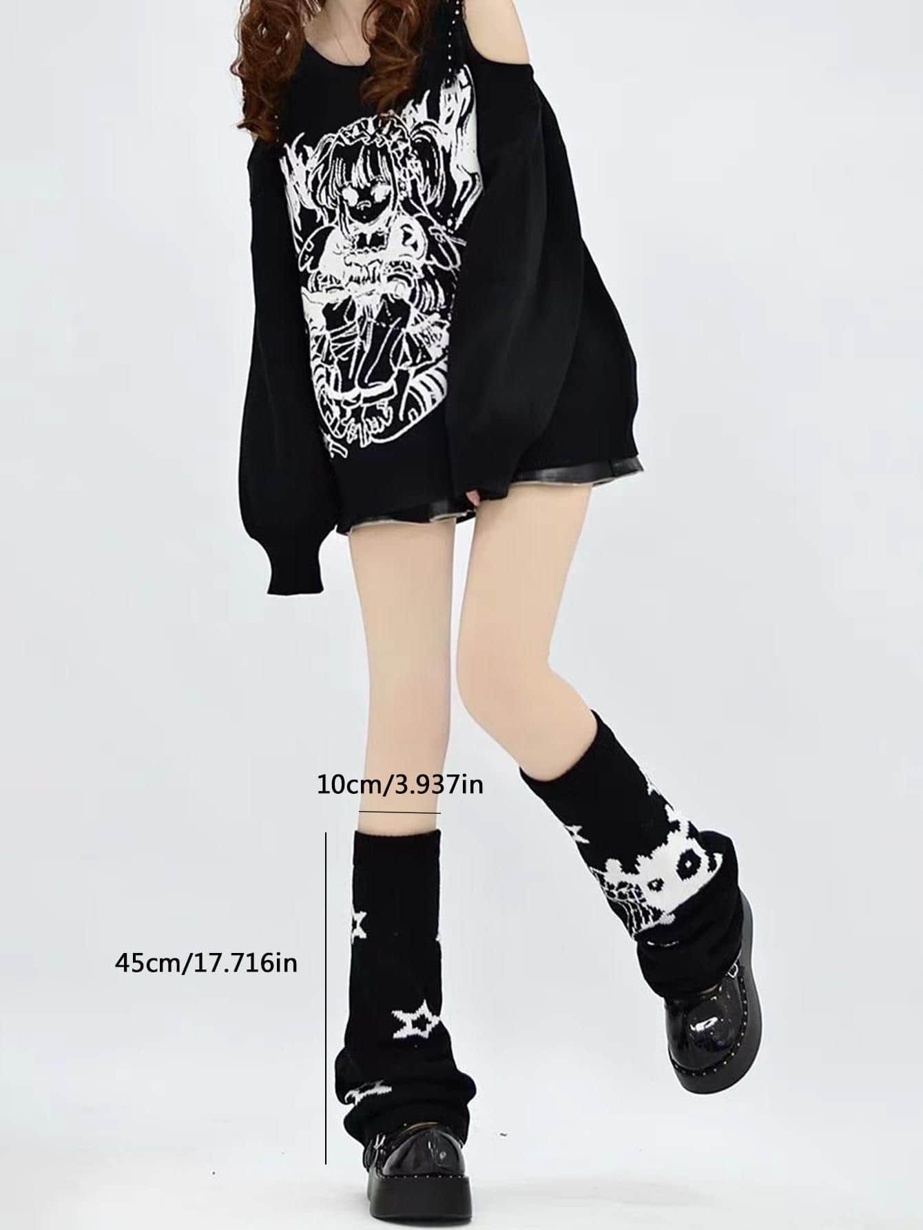 1 pair of autumn and winter Japanese babes star skull elements leg sets ...