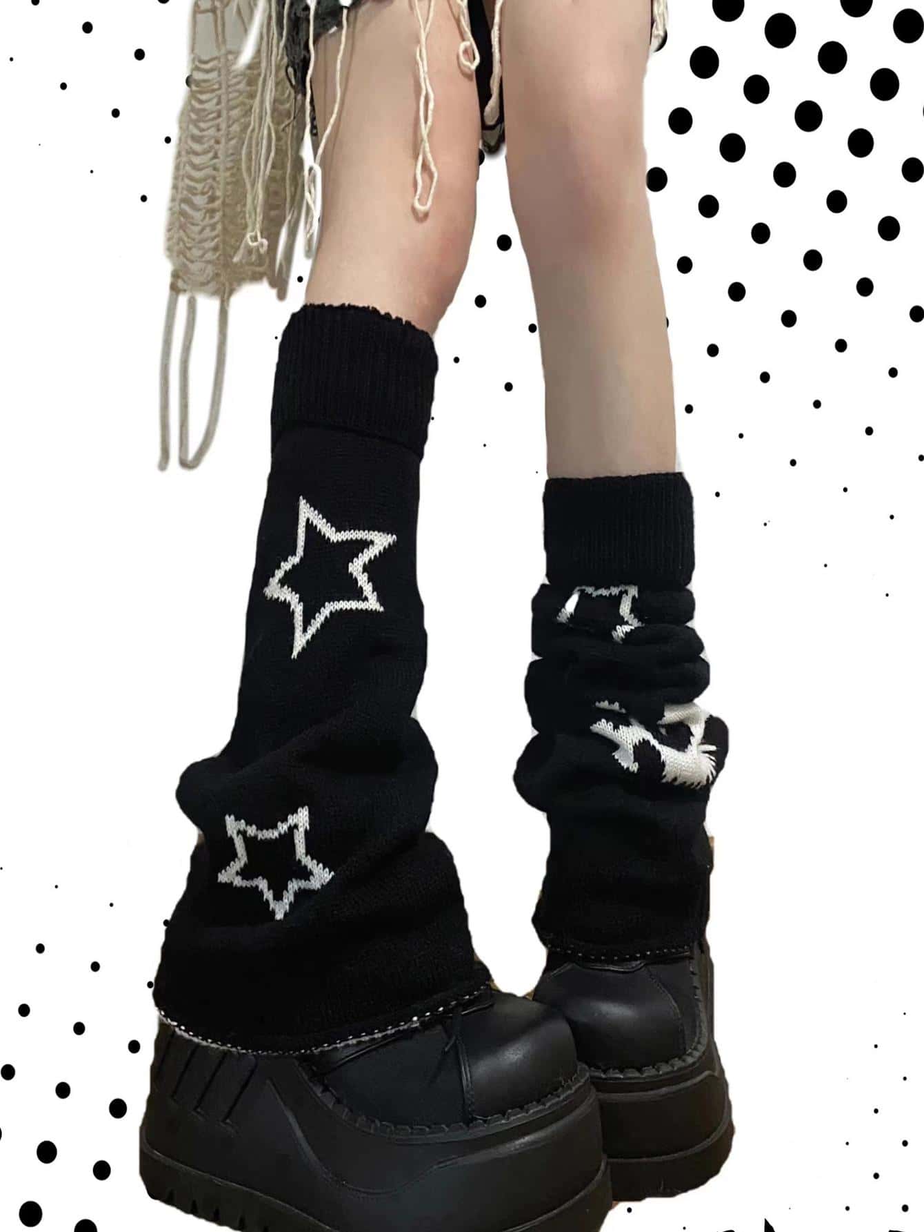 1 pair of autumn and winter Japanese babes star skull elements leg sets ...