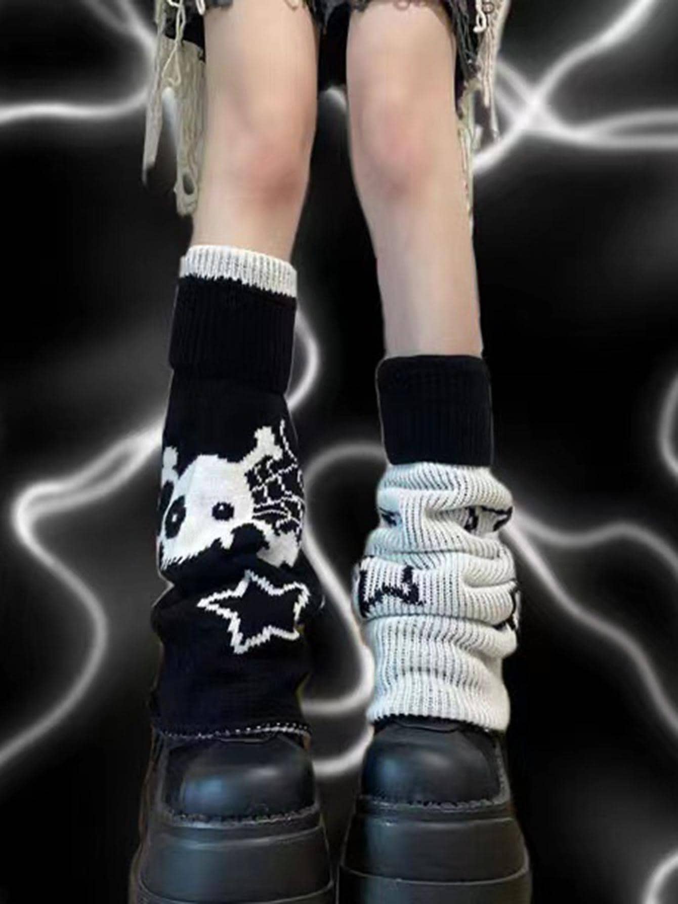 1 pair of autumn and winter Japanese babes star skull elements leg sets ...