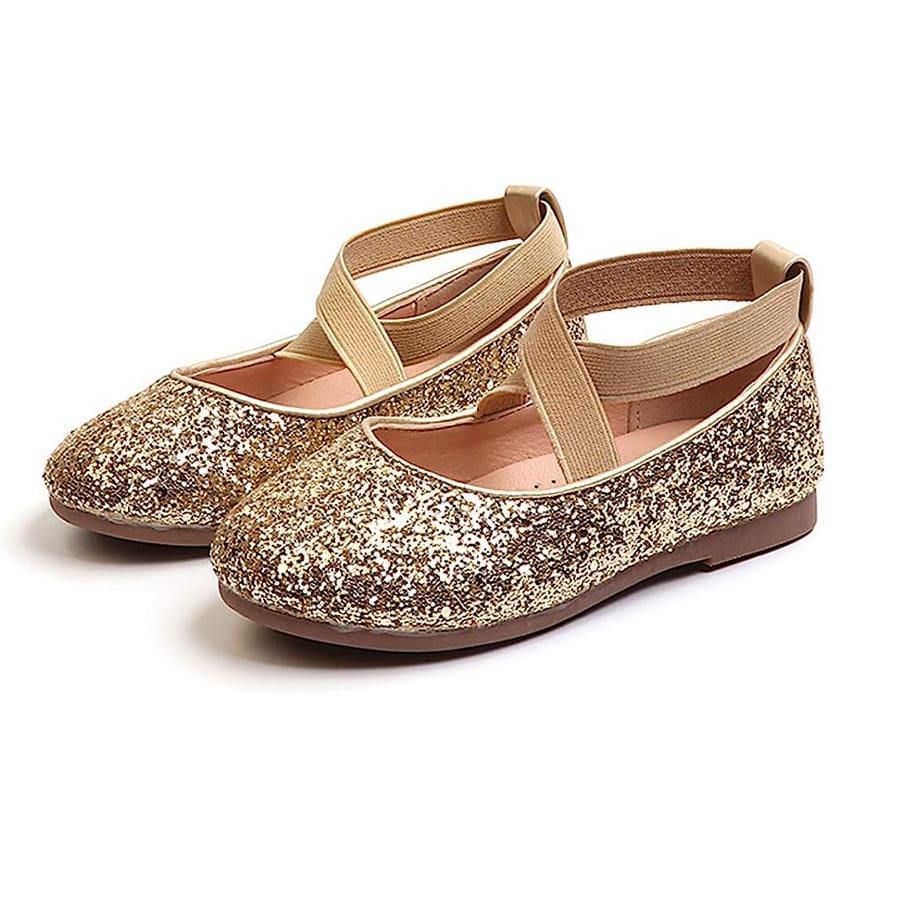 Girl's Glitter Ballet Flats Ballerina Mary Jane Princess Wedding Shoes ...