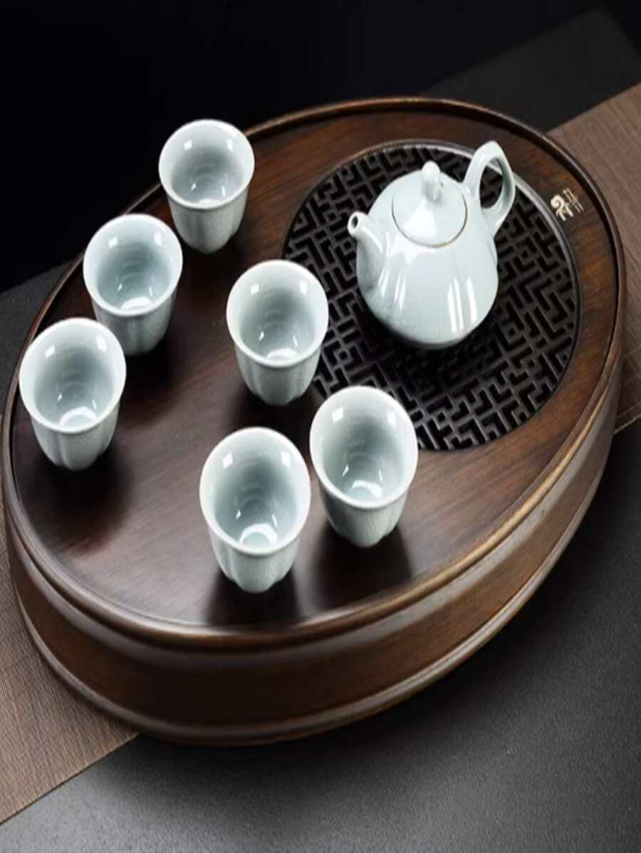 Bamboo Tea Tray Walnut Water Storage Small Tea Table Home Oval Kung Fu ...
