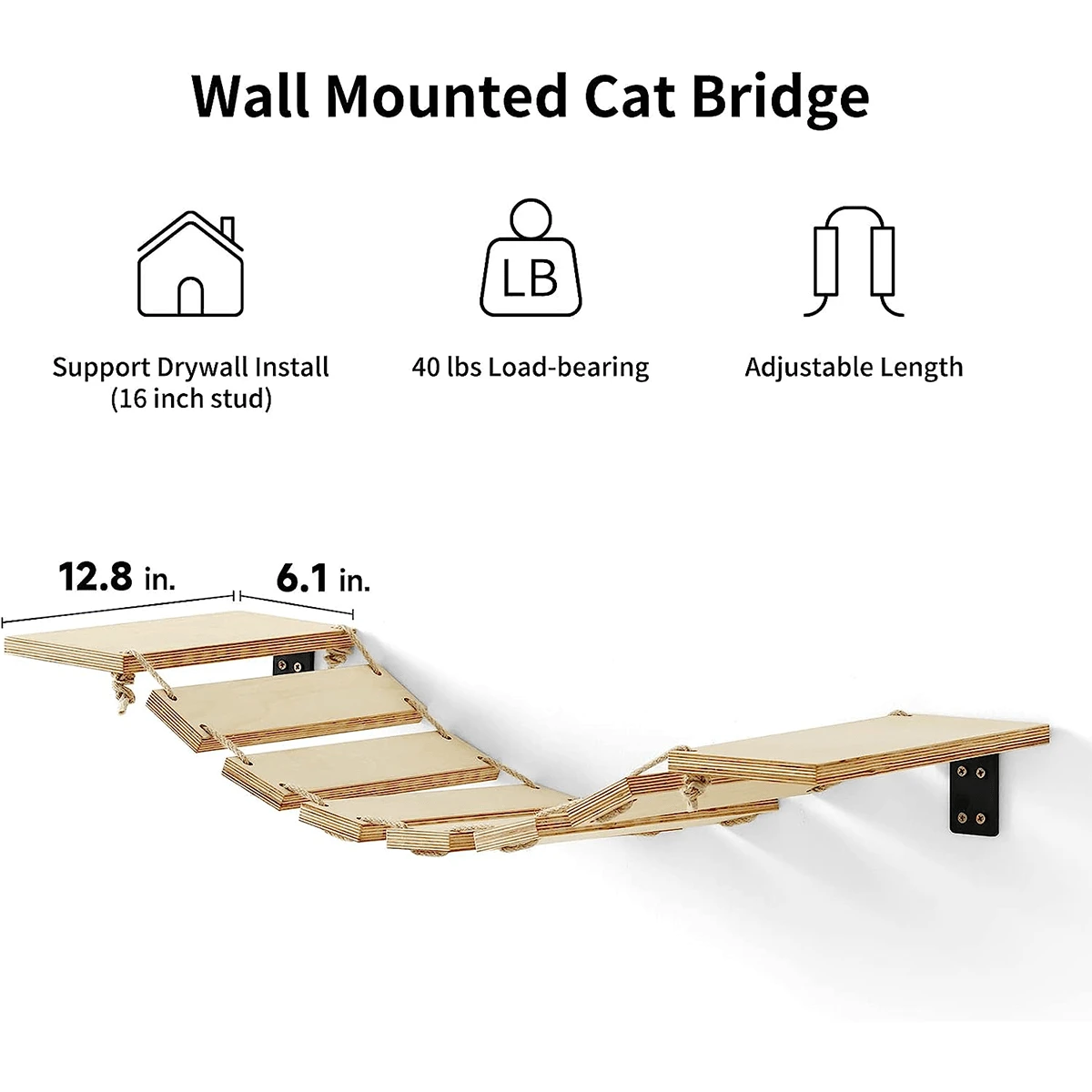 Cat Bridge Wall Mounted, 12.8 in Wider Cat Shelf and Cat Climbing Step ...
