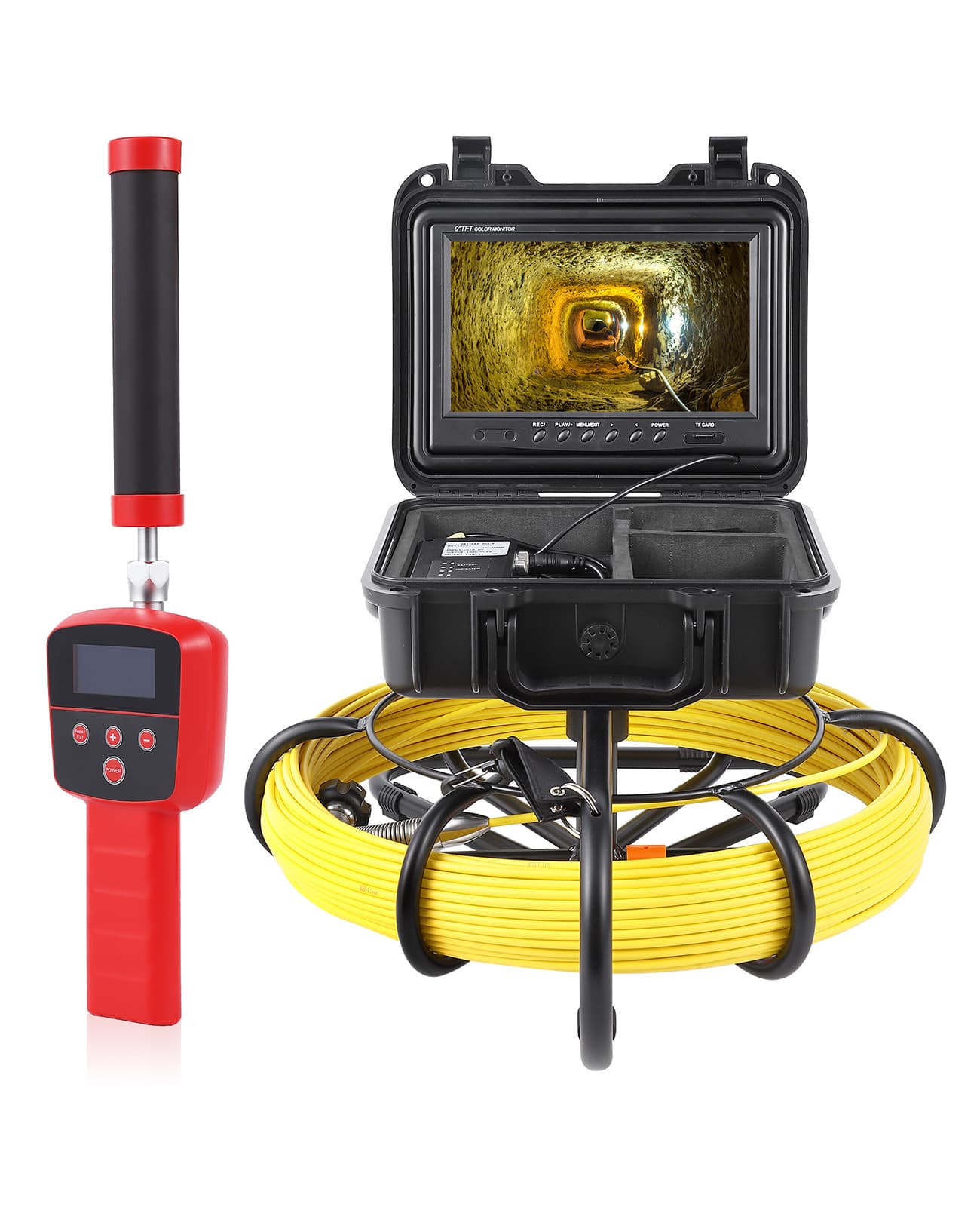 Sewer Camera 300ft with Locator, Self-Leveling, 9'' Screen Drain Camera ...