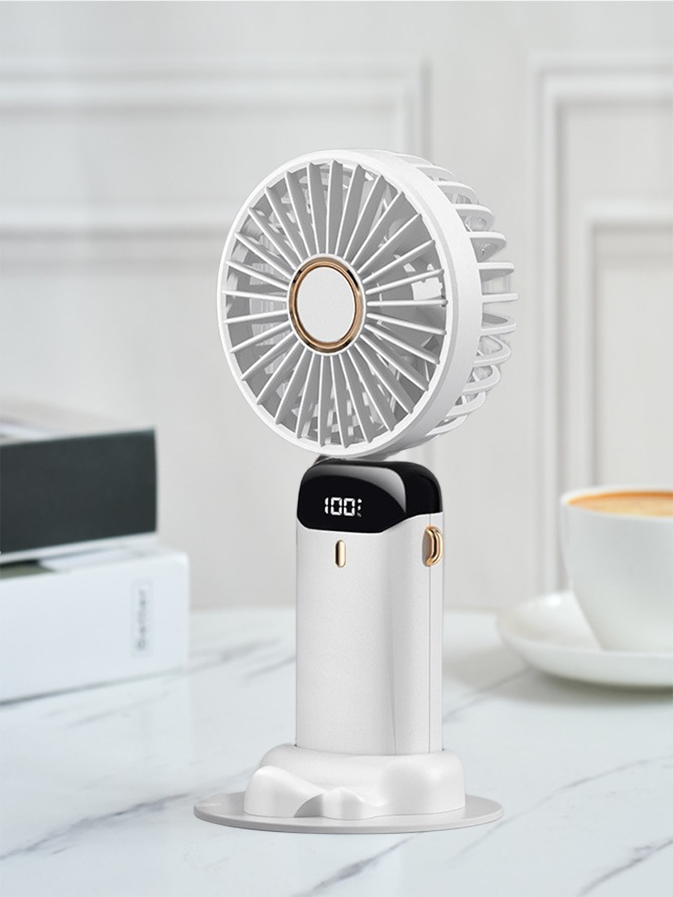 1 white rechargeable portable folding silent mini fan F56 five-speed ...