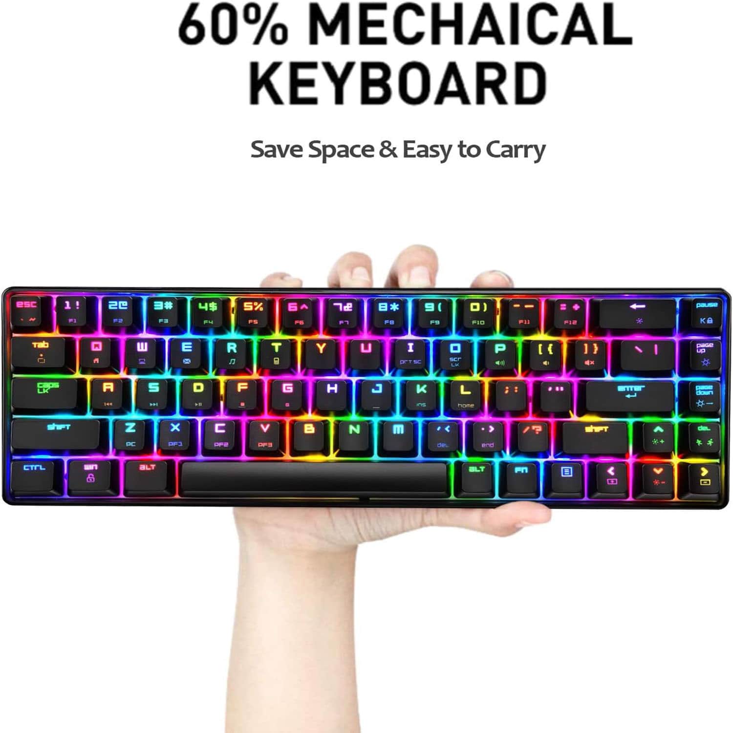 Mechanical Gaming Keyboard 18 Chroma RGB Backlit 60% Percent Keyboard ...