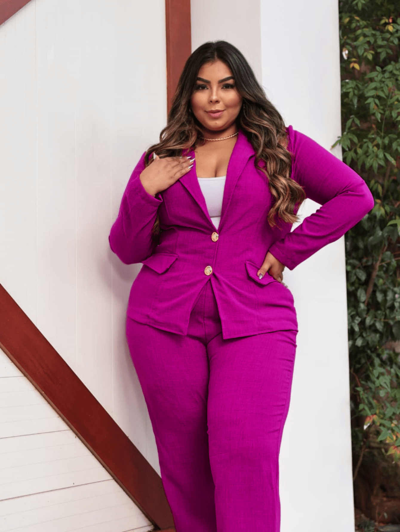 Conjunto Social Plus Size Feminino Blazer e Calça Tecido Comfort ...