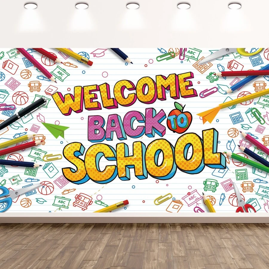 6x4ft Welcome Back to School Backdrop for Classroom Decoration First ...