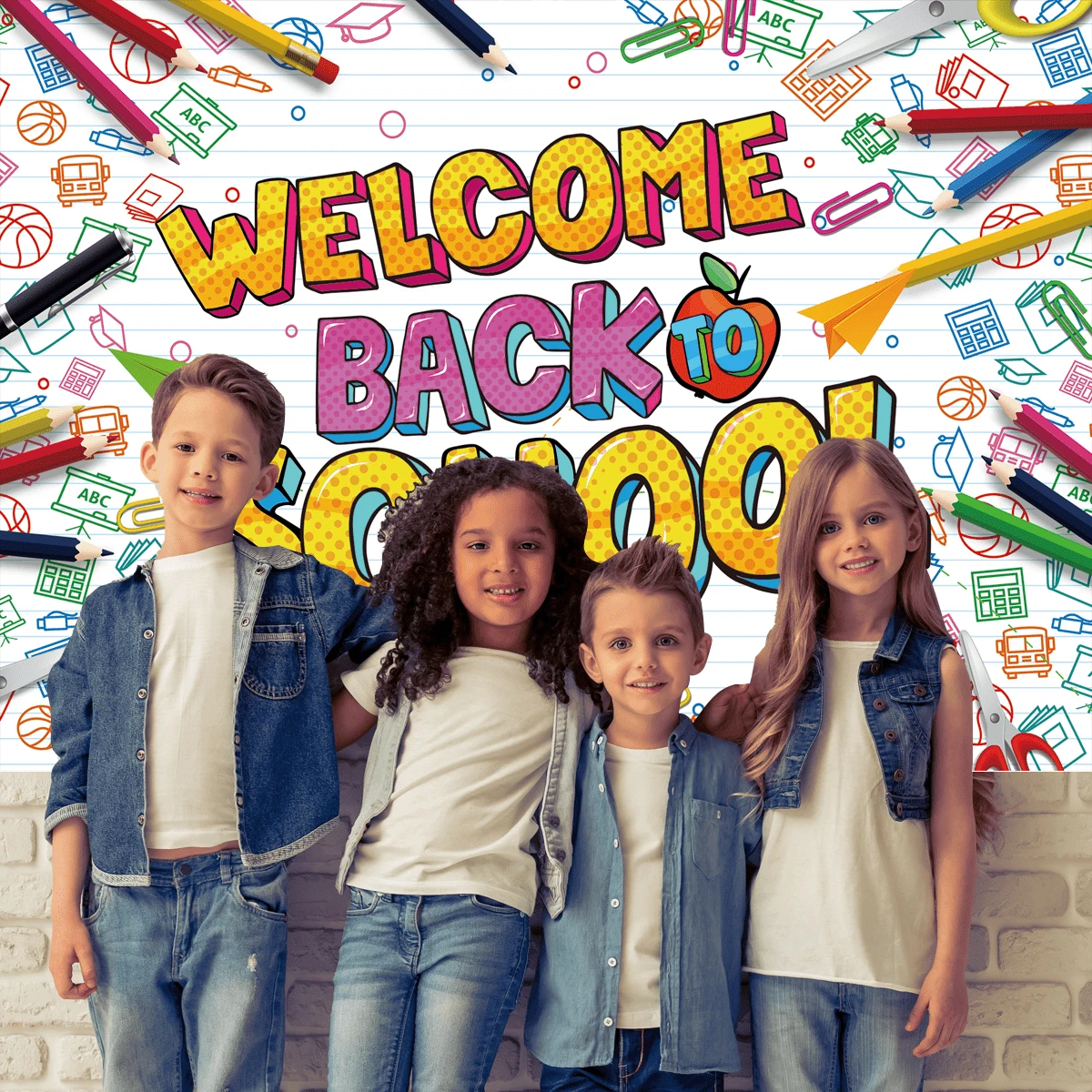 6x4ft Welcome Back to School Backdrop for Classroom Decoration First ...