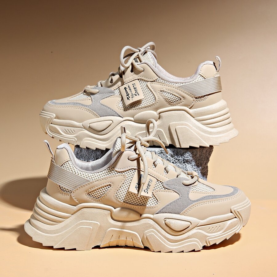 Women's Breathable Thick-Soled Sports Casual Sneakers Chunky Shoes ...