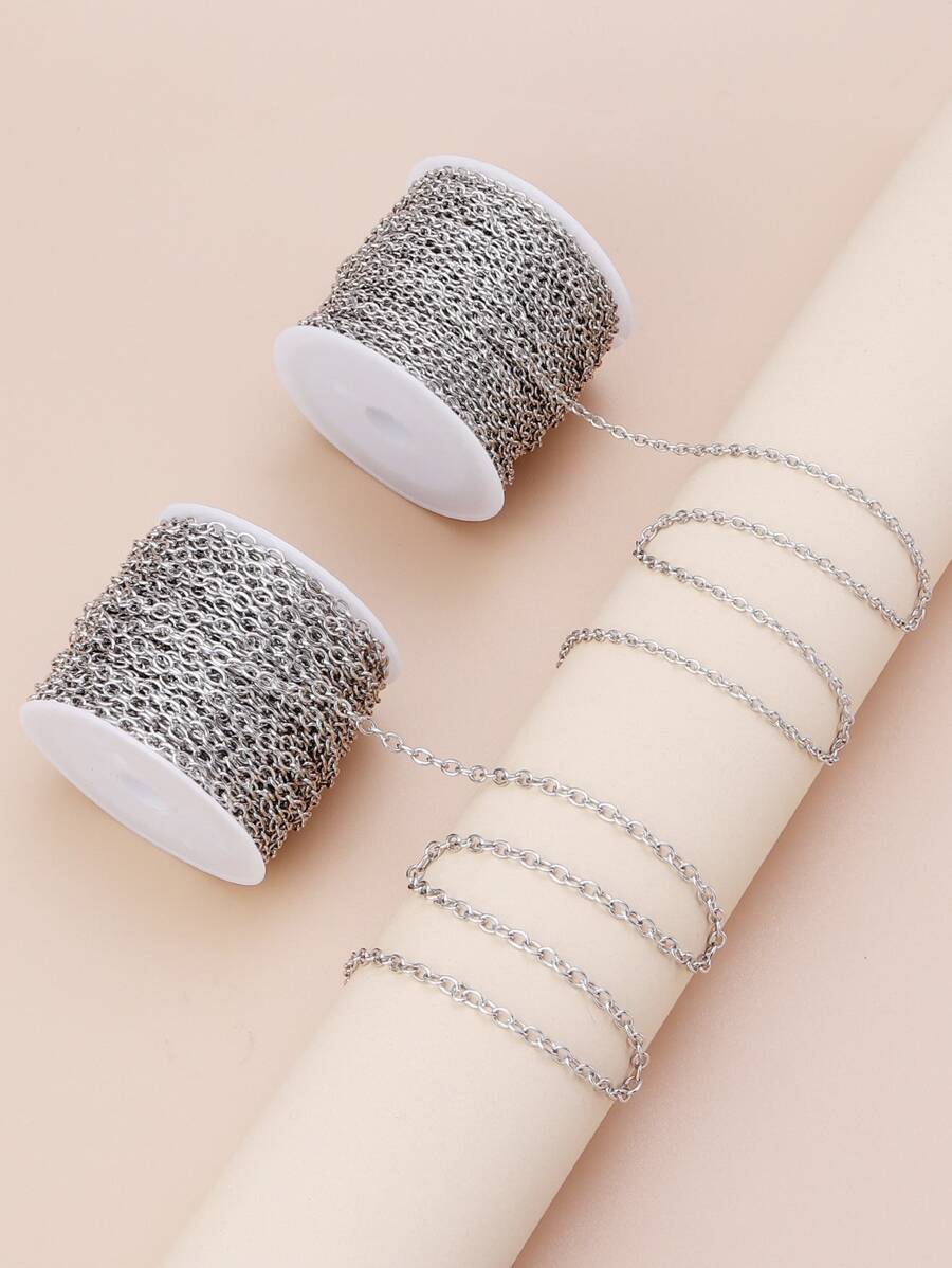 10 Yards/roll Round Link Chain For Necklace, Bracelet Making Diy ...
