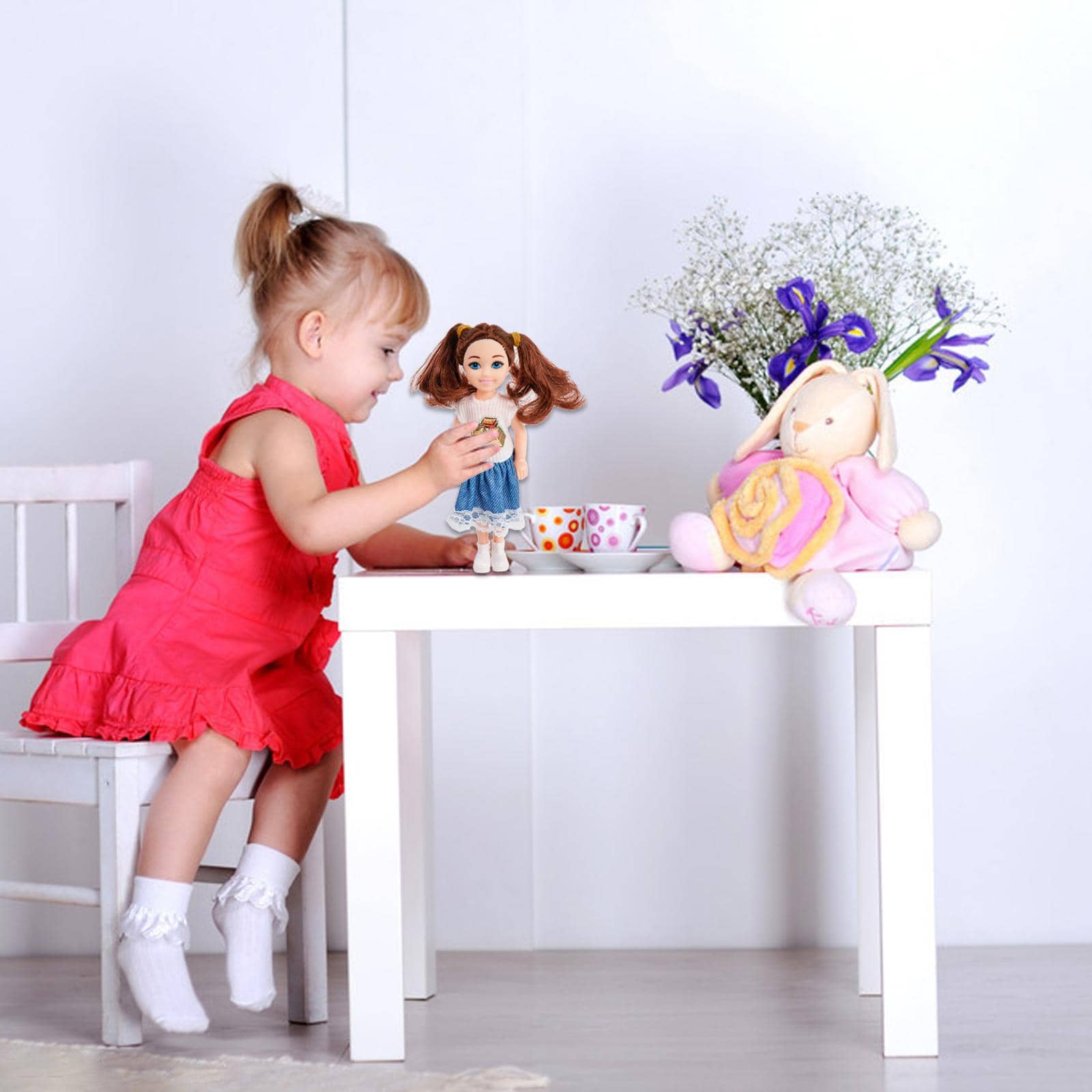 10 Sets 5 Inch Mini Doll with Doll Clothes Party Grown Outfits Doll ...