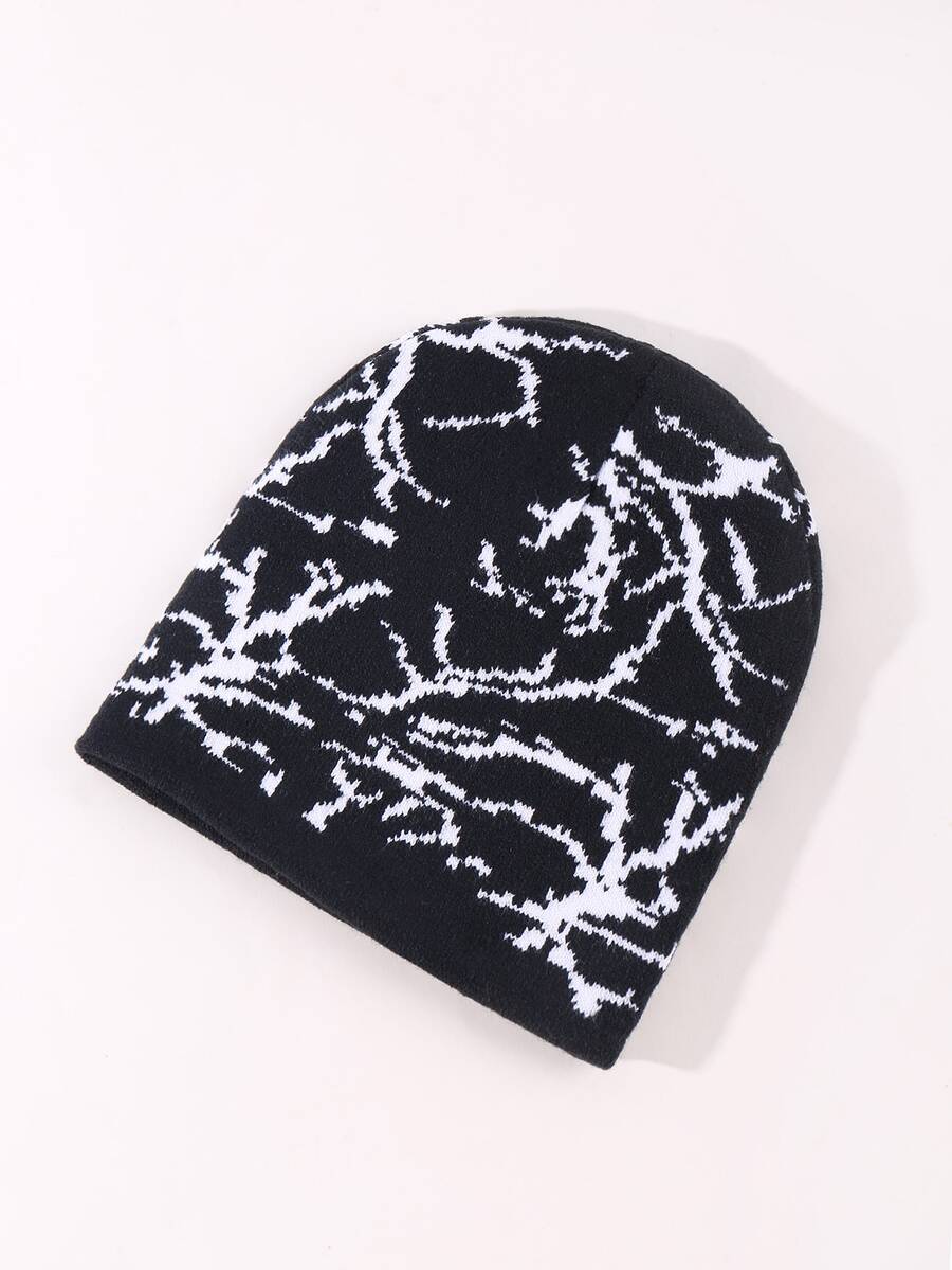 Y2K 1 pièce Bonnet Pour Homme Éclair Tricoté En Jacquard , punk ...