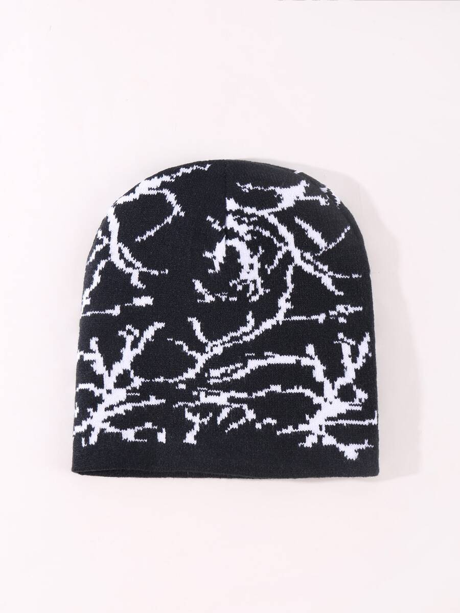 Y2K 1 pièce Bonnet Pour Homme Éclair Tricoté En Jacquard , punk ...