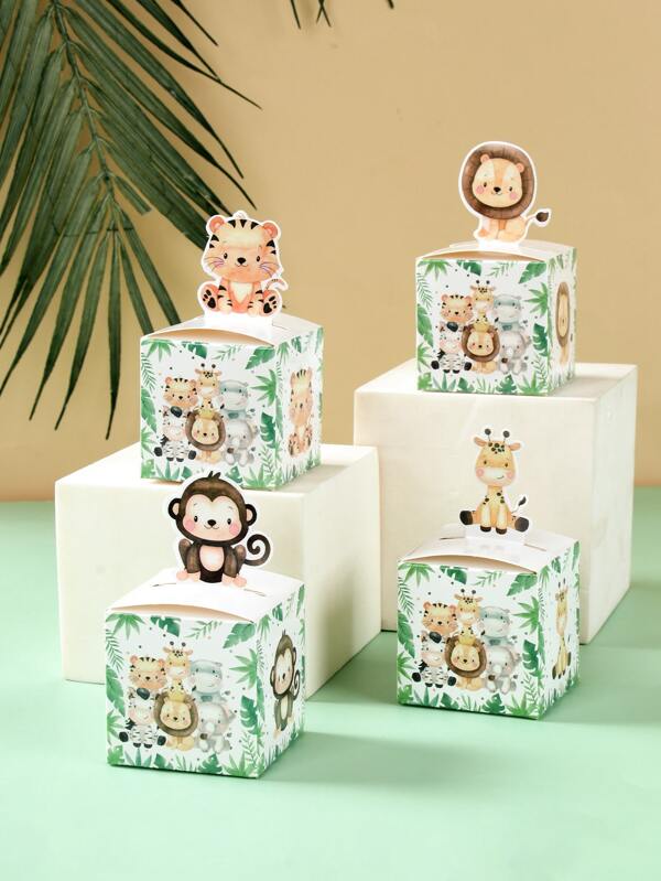 24pcs Animal Print Paper Gift Box, Cartoon Cute Gift Packing Box Baby ...