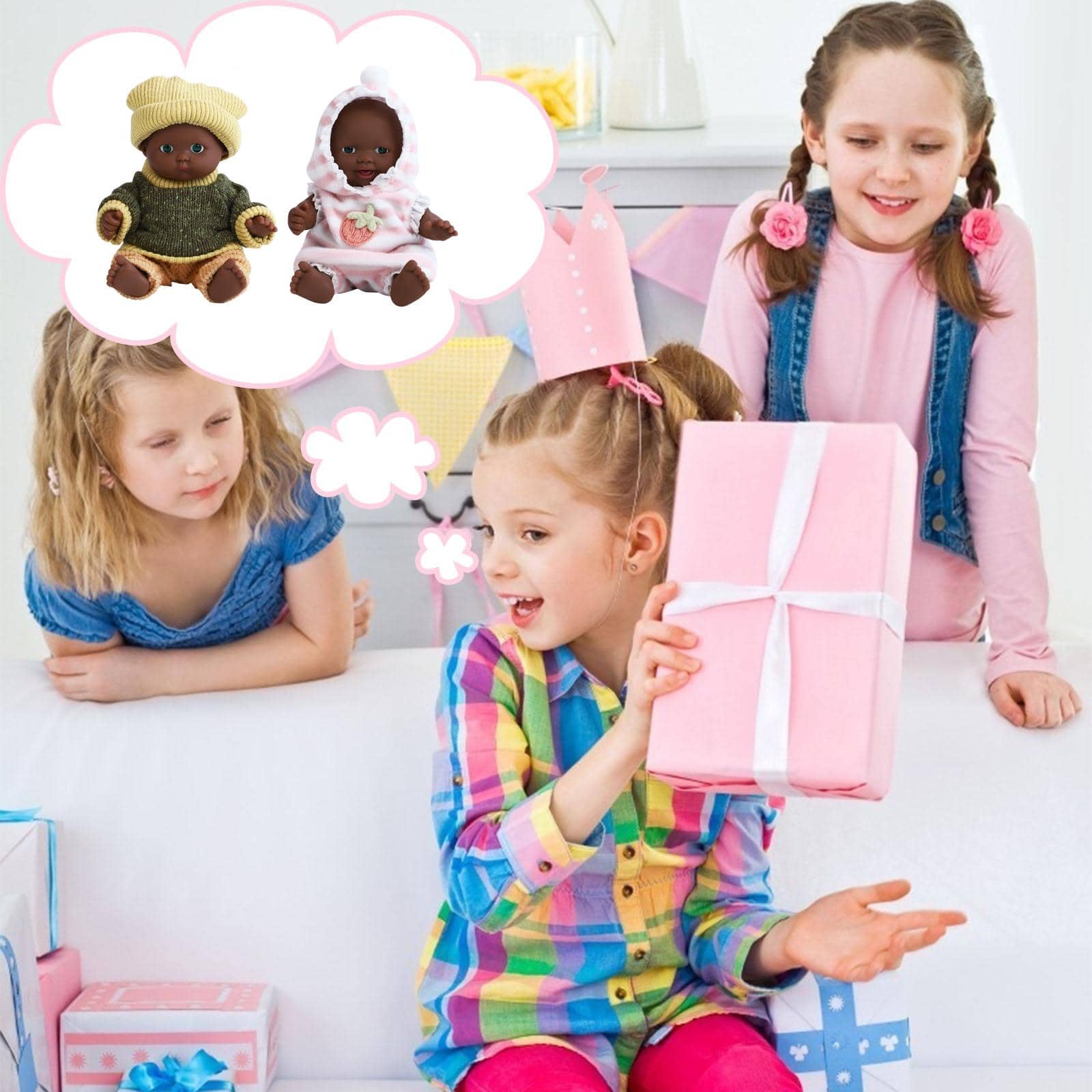 2 Sets 5 Inch Dolls Cute Baby Dolls Include 2 Pieces Baby Mini Dolls, 2 ...