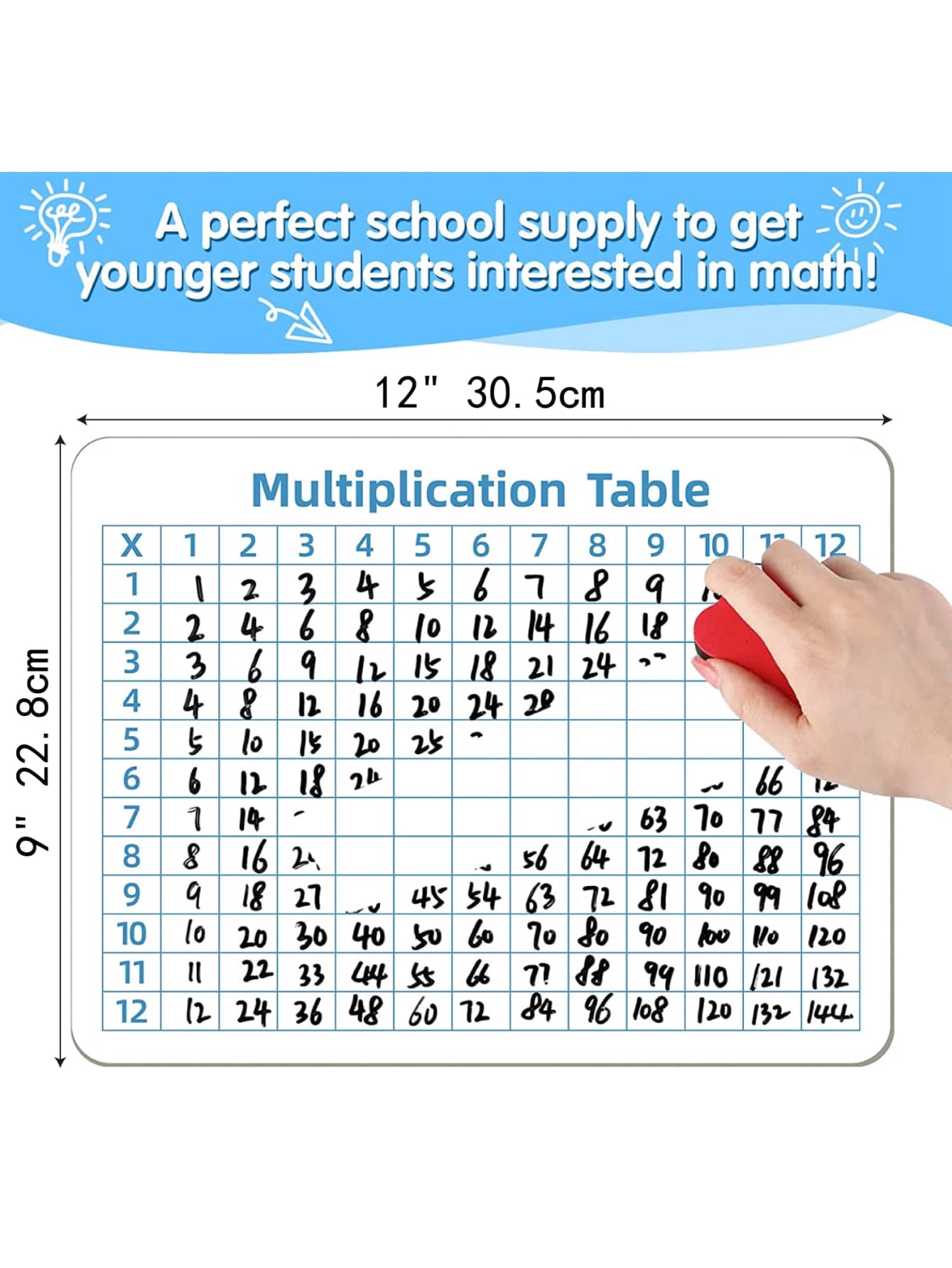 Multiplication Chart Whiteboard - Double-sided Multiplication Table, 9 ...