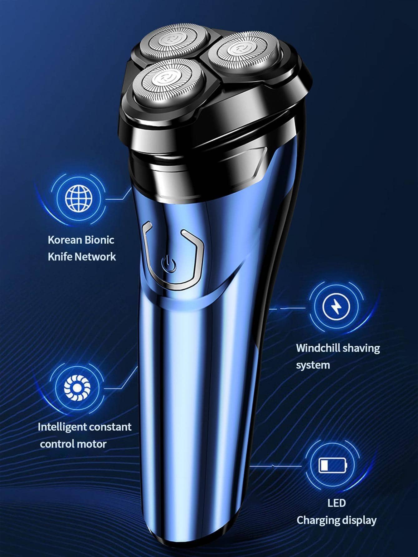 1 pc sapphire blue rechargeable IPX7 full body washable version,IPX2 ...