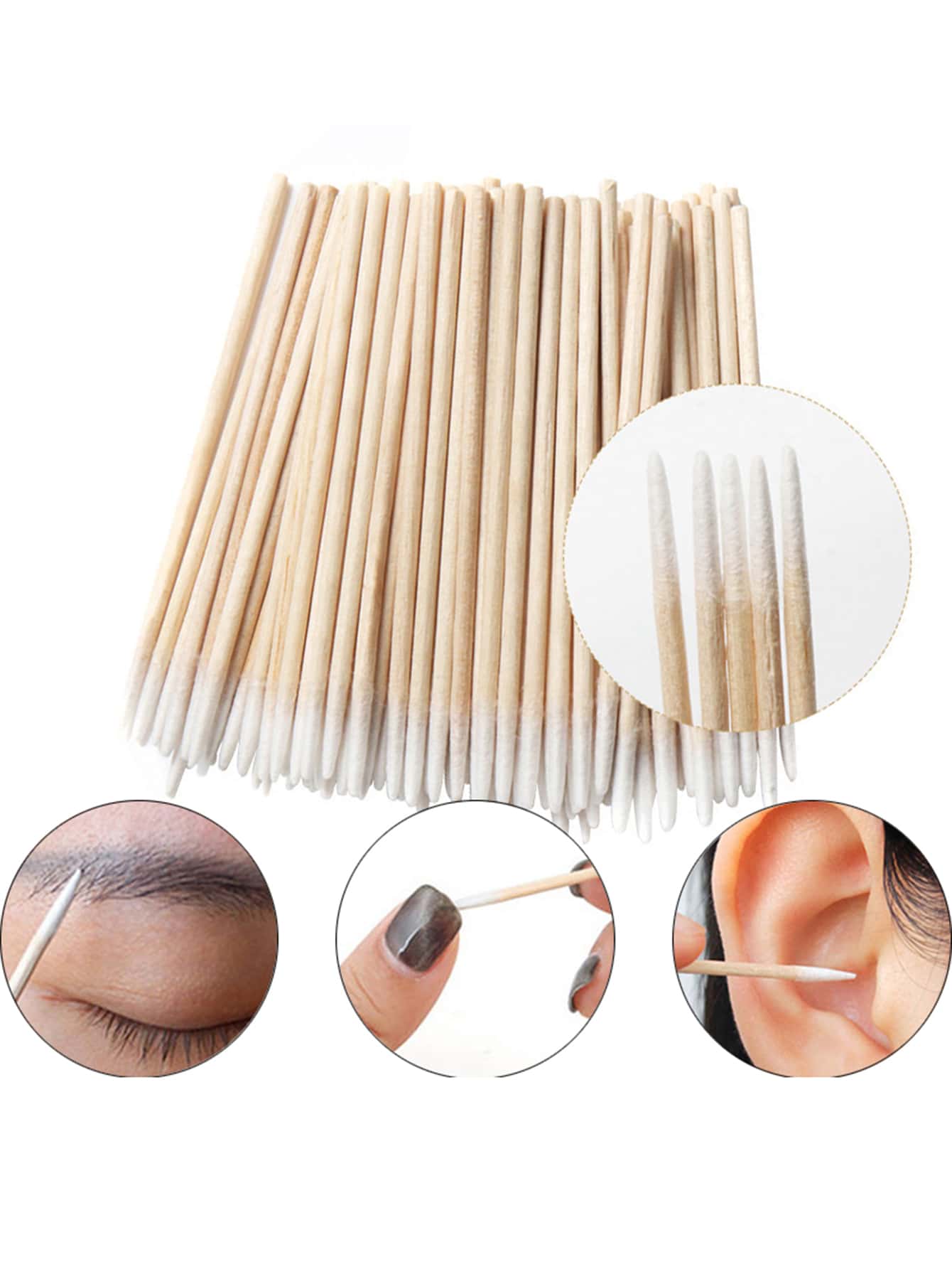 100Pcs/Pack 7Cm Single-End Wooden Sticks Swabs For Cleaning, Applying ...