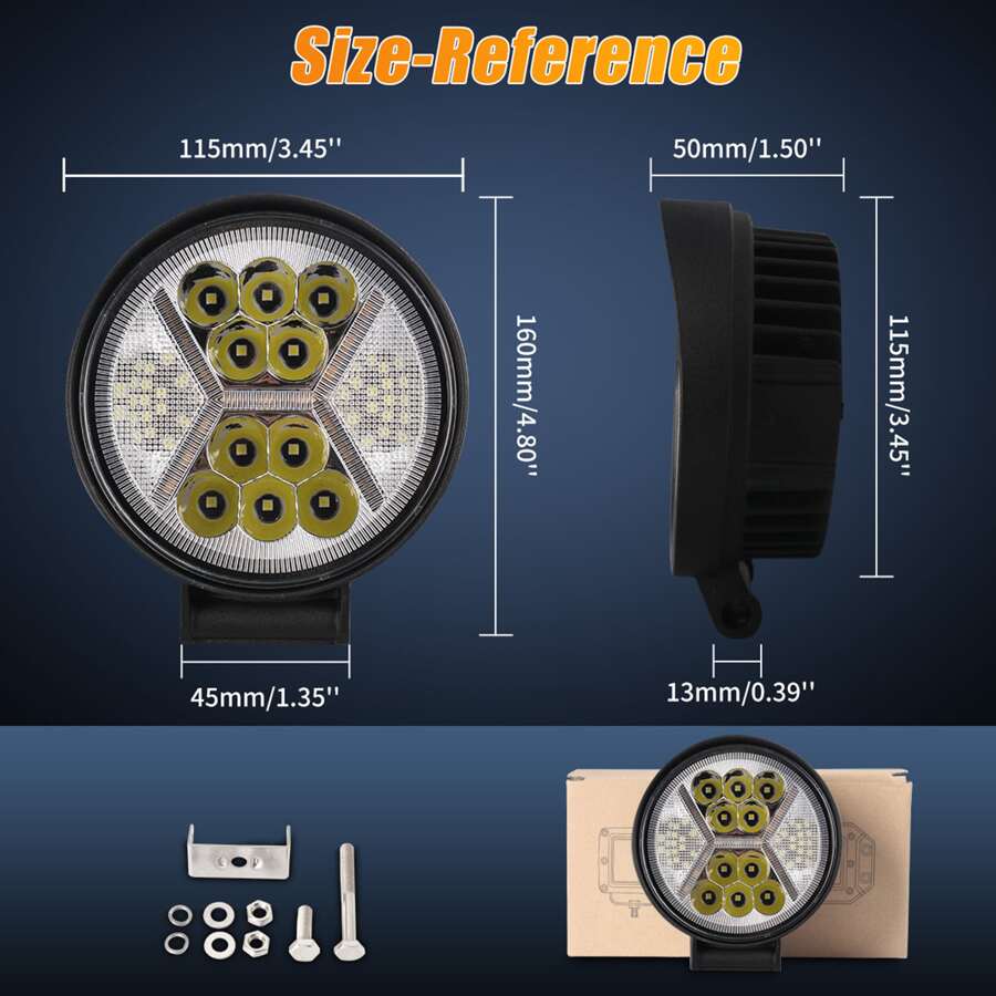 Round LED Pods Driving Lights Bar with Amber DRL Light - 117W 12000LM ...