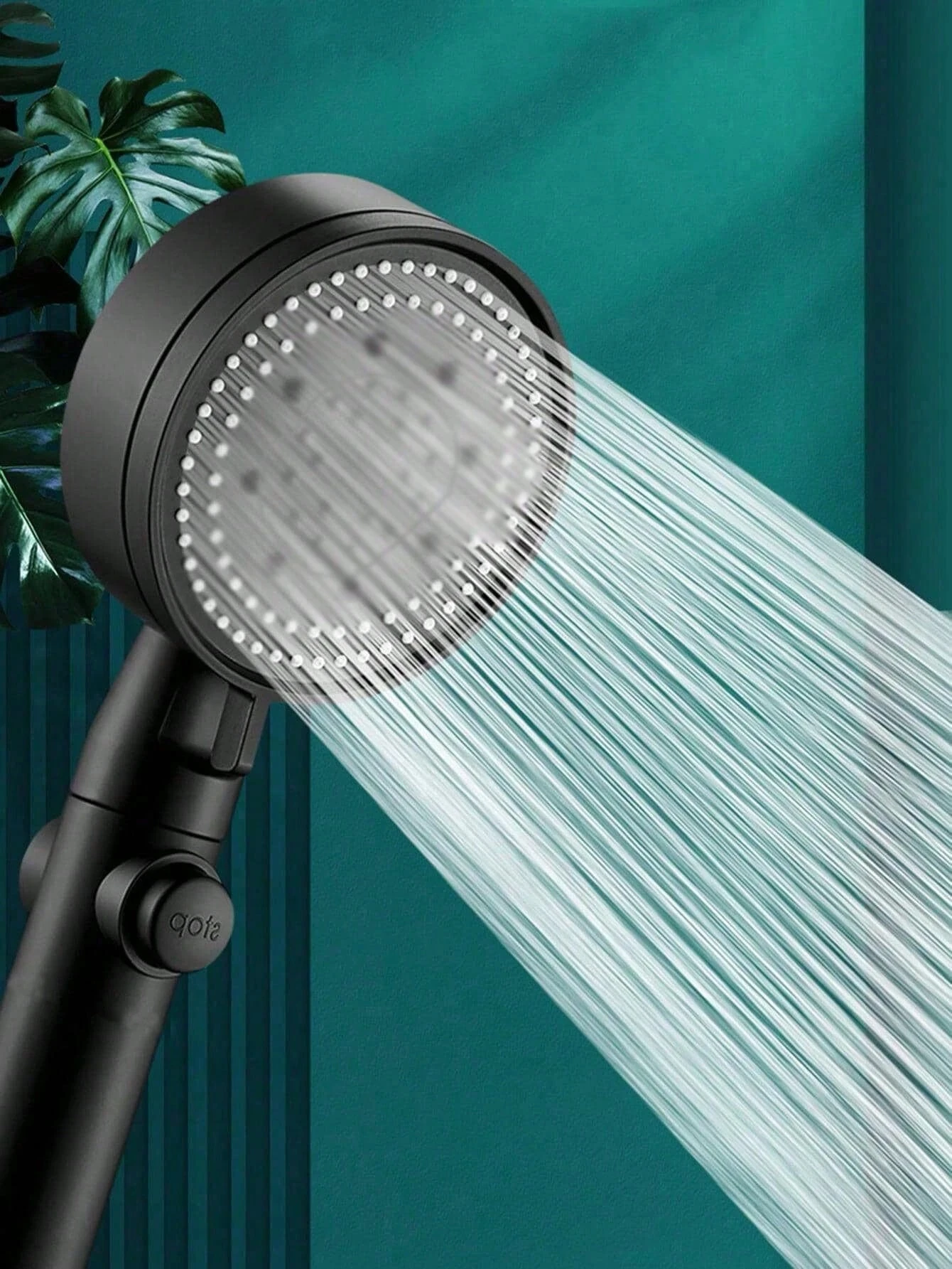 Black Pressurized Shower Head With Abs Material, Five-speed Big Flow ...