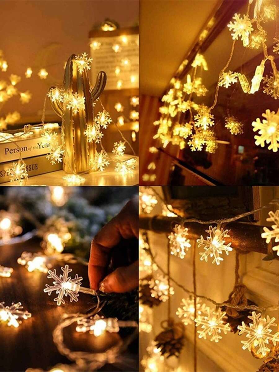 Christmas Lights, 3M 20 LED Snowflake String Lights Battery Operated ...