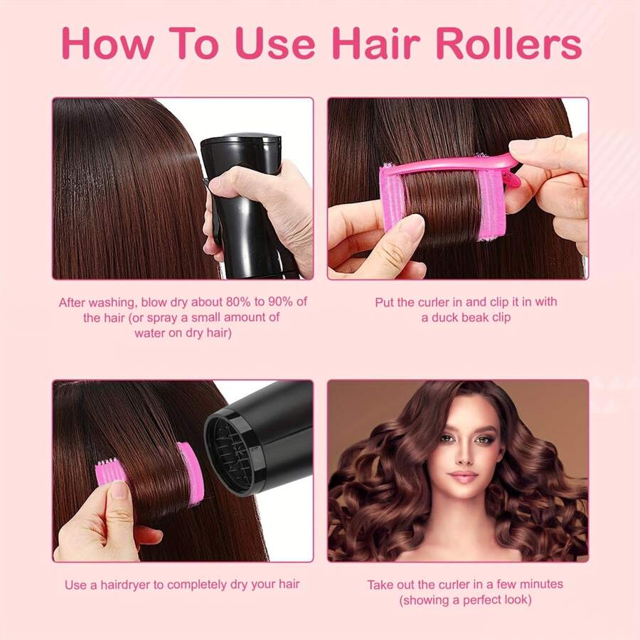 24pcs/set Self-grip Hair Rollers Kit, Salon Use Hair Rollers Set ...