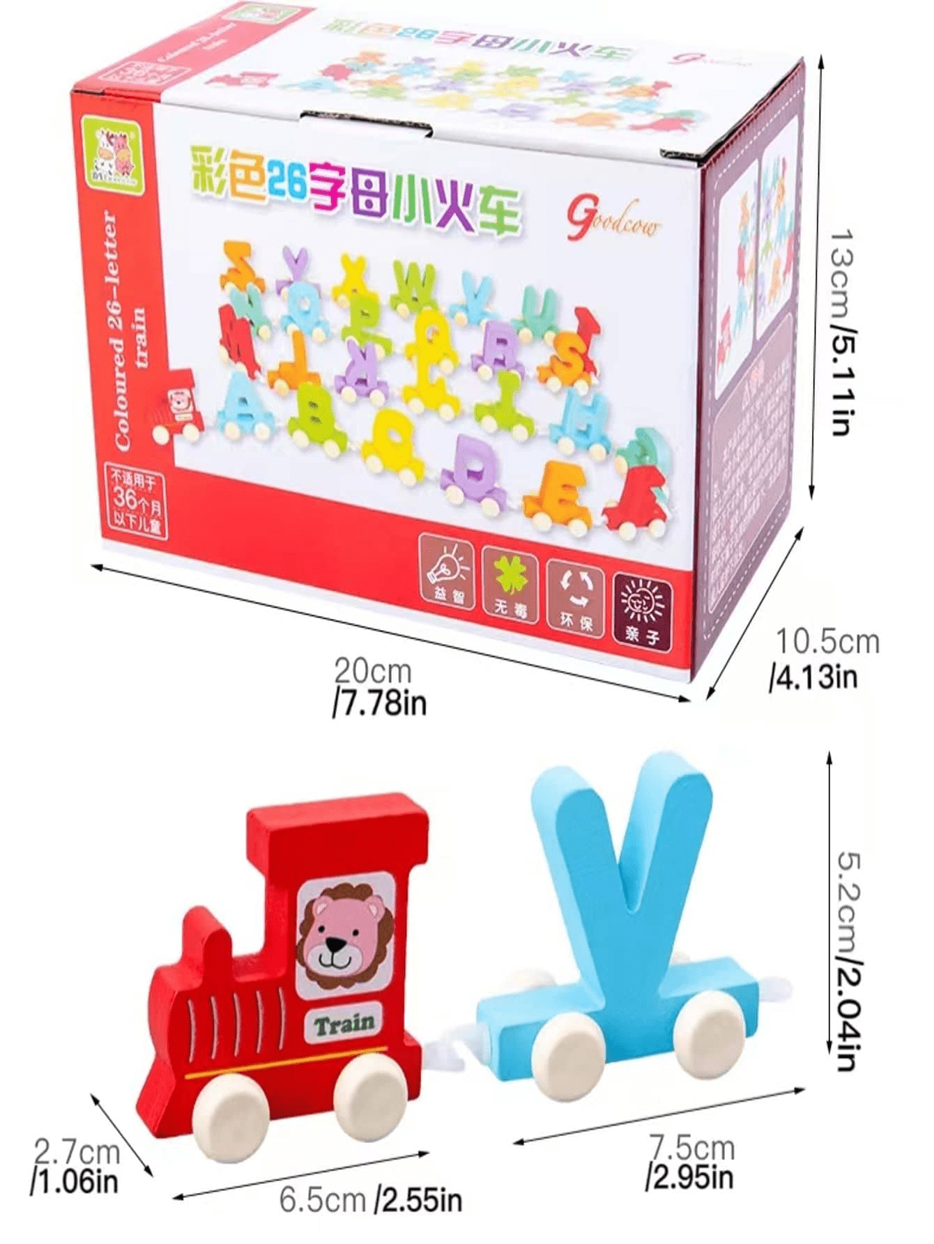 26pcs Wooden Alphabet Train Toy | SHEIN USA