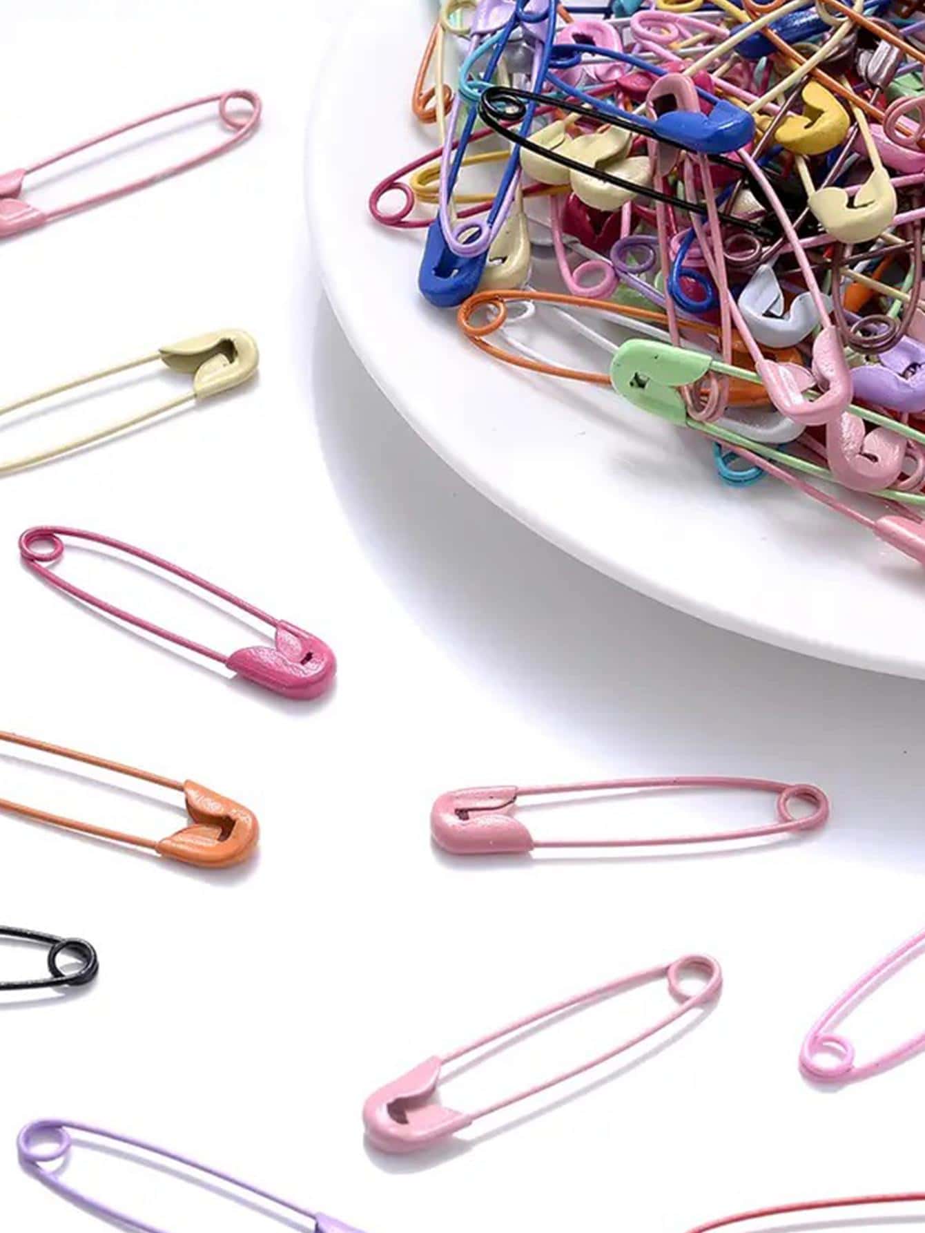 150pcs/box Assorted Colors Safety Pins, Candy Color Mixed Small Buckles ...
