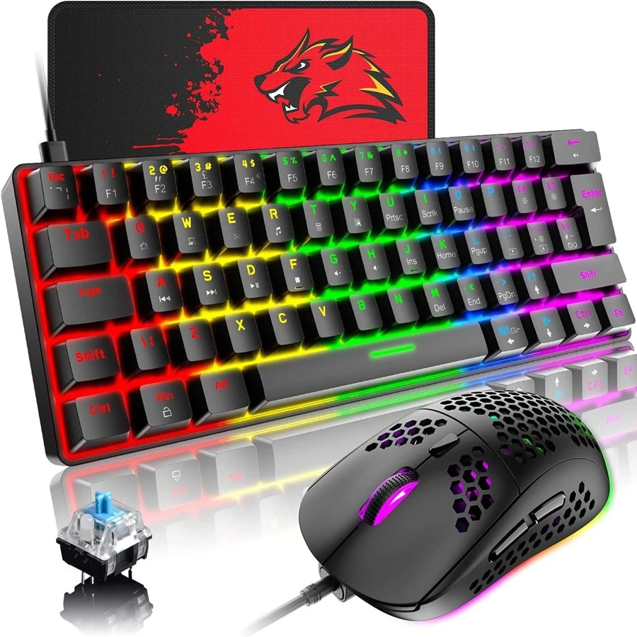 Wired Mechanical Gaming Keyboard, Rainbow LED Backlight Compact ...
