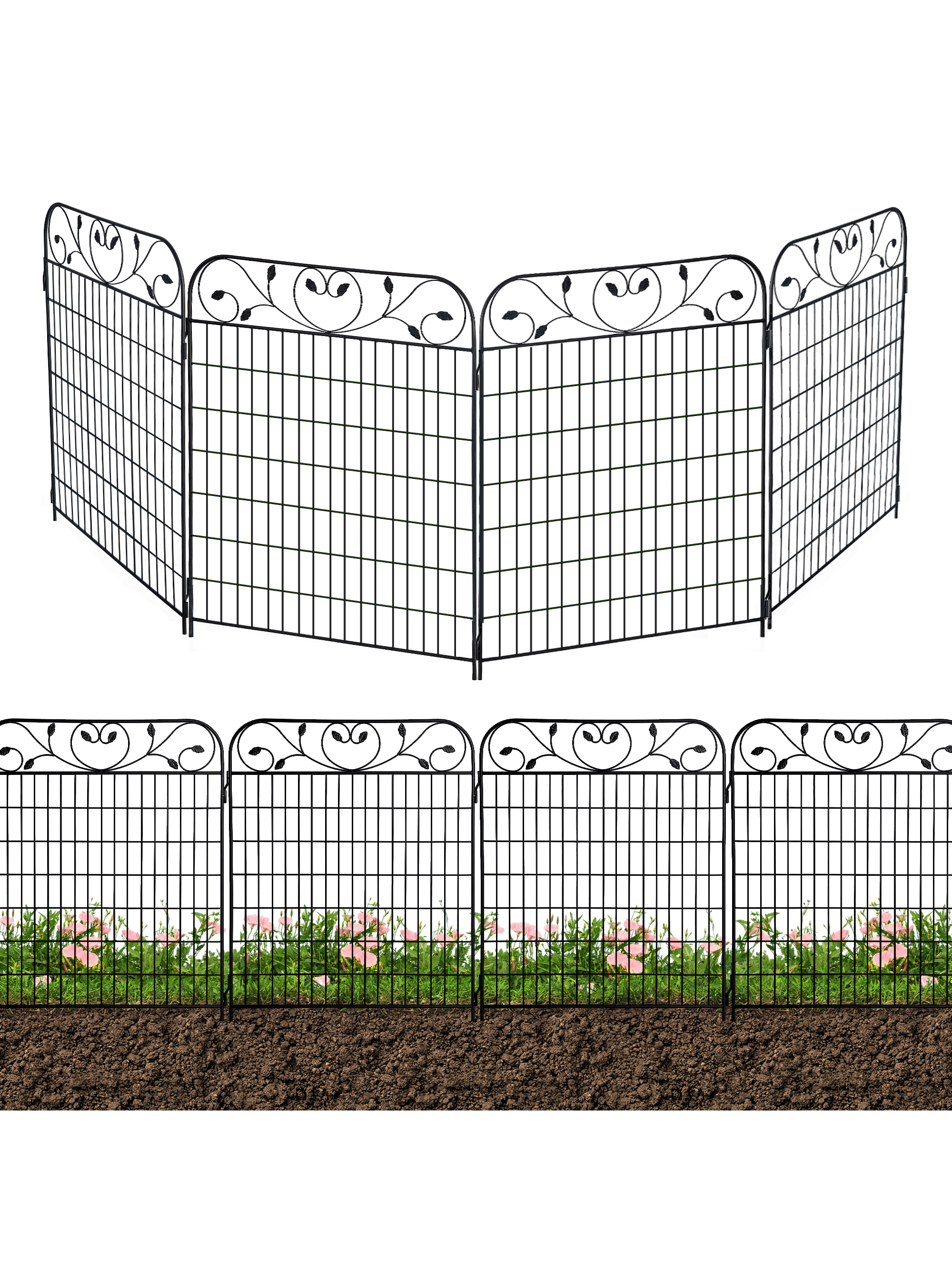 Neutype 4 Pack Garden Fence 36 in. W x 44 in. H Decorative Garden Fence ...