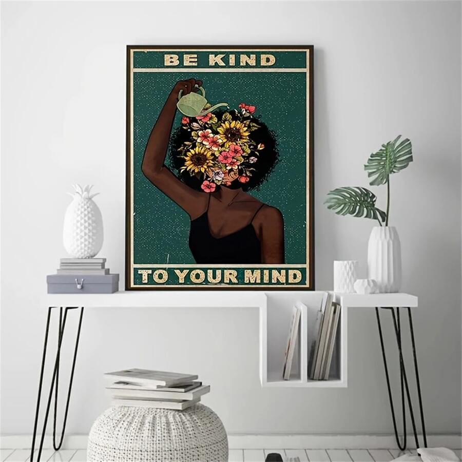 1Pc Frameless Girl Mental Health Poster Mental Be Kind To Your Mind ...