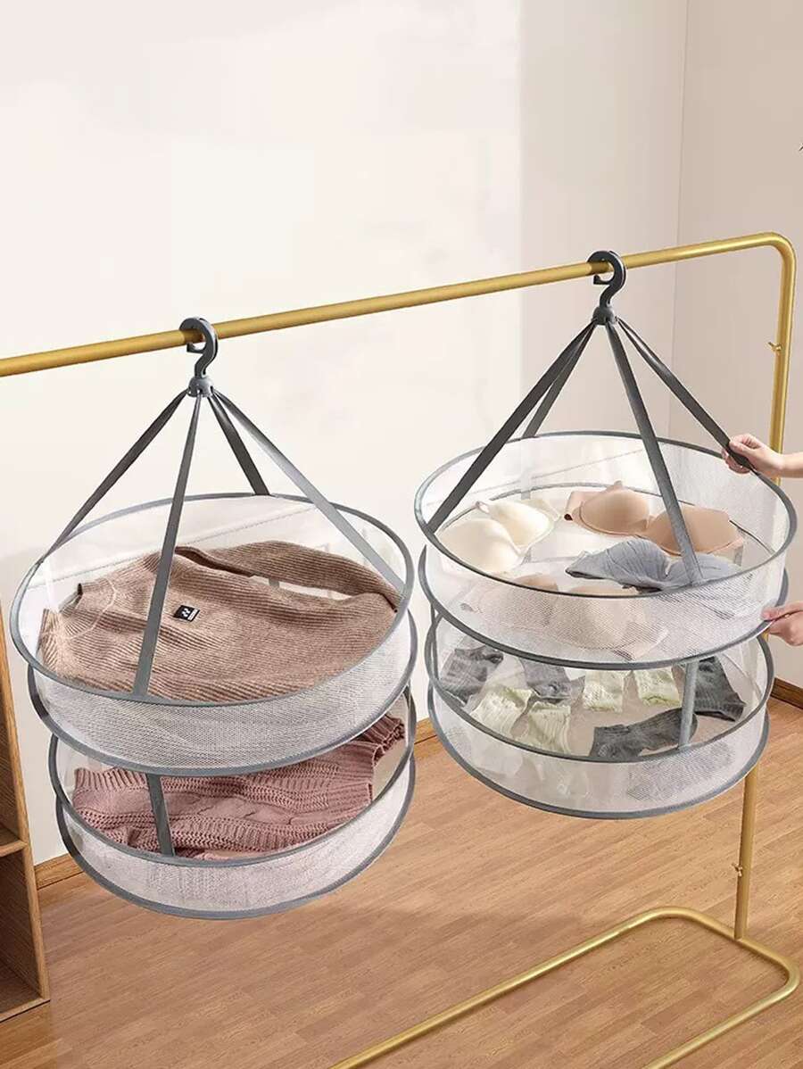 2-Tier Folding Mesh Clothes Hanging Dryer, Sweater Drying Rack, Large ...