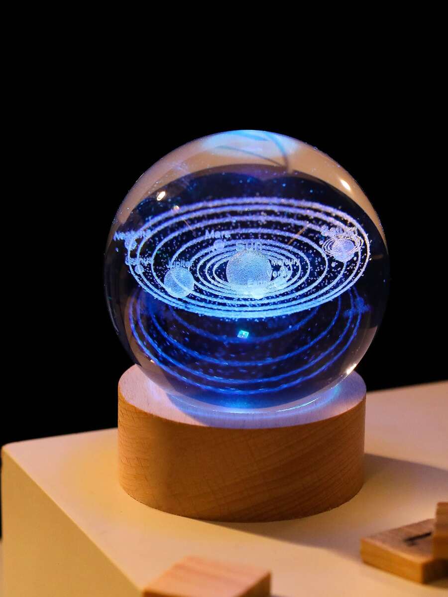 3d Laser Engraved Solar System Crystal Ball Decoration With Colorful ...